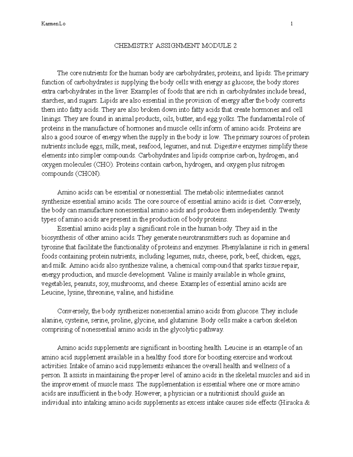 Module 2 assignment - Karmen Lo 1 CHEMISTRY ASSIGNMENT MODULE 2 The ...