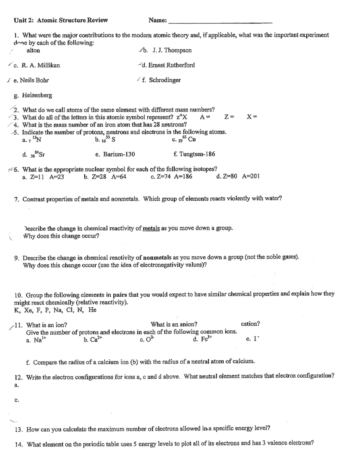 Review Unit 2 - CHEM 1073 - Studocu