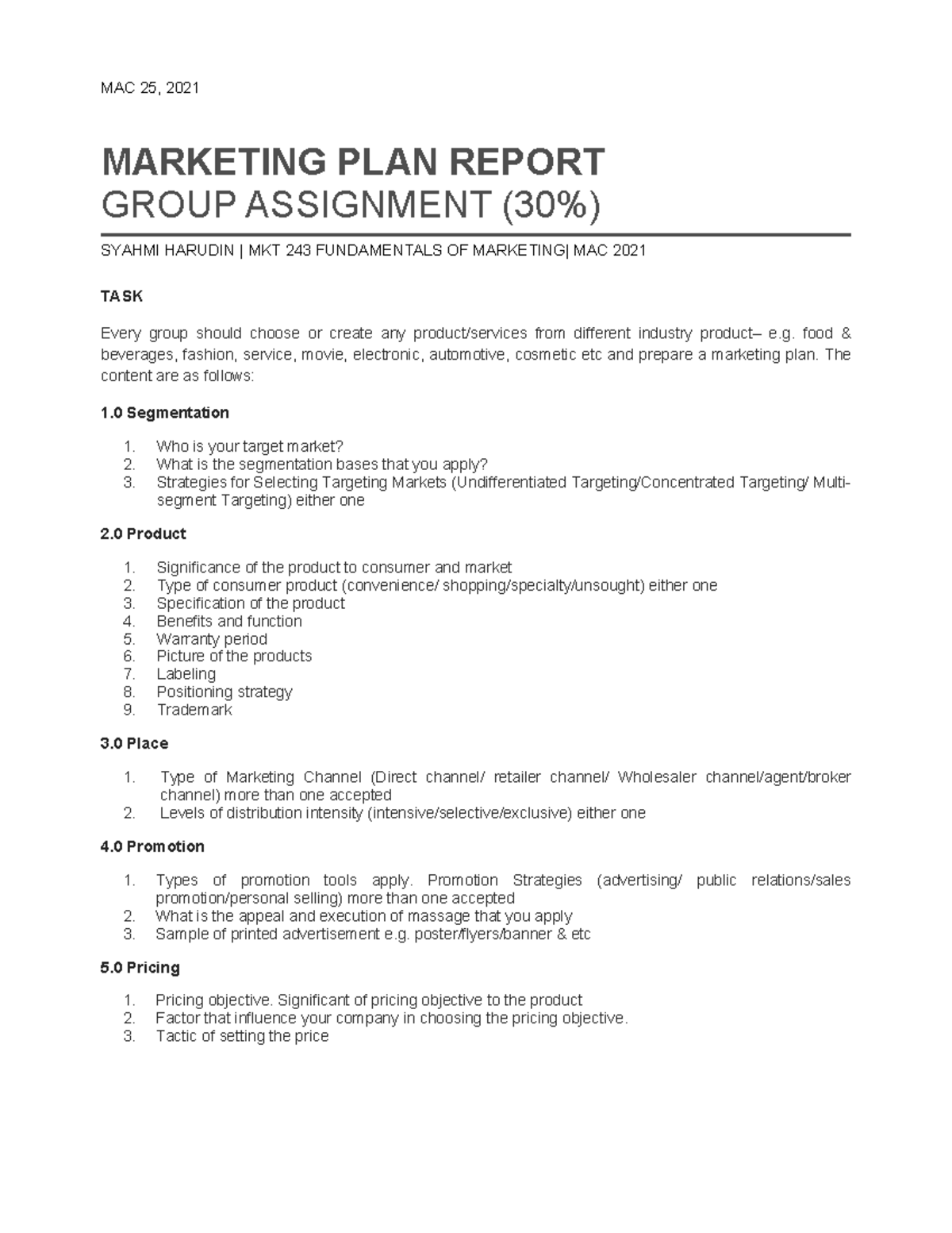 Group Assignment Report Marketing ( Revise) - MAC 25, 2021 MARKETING ...