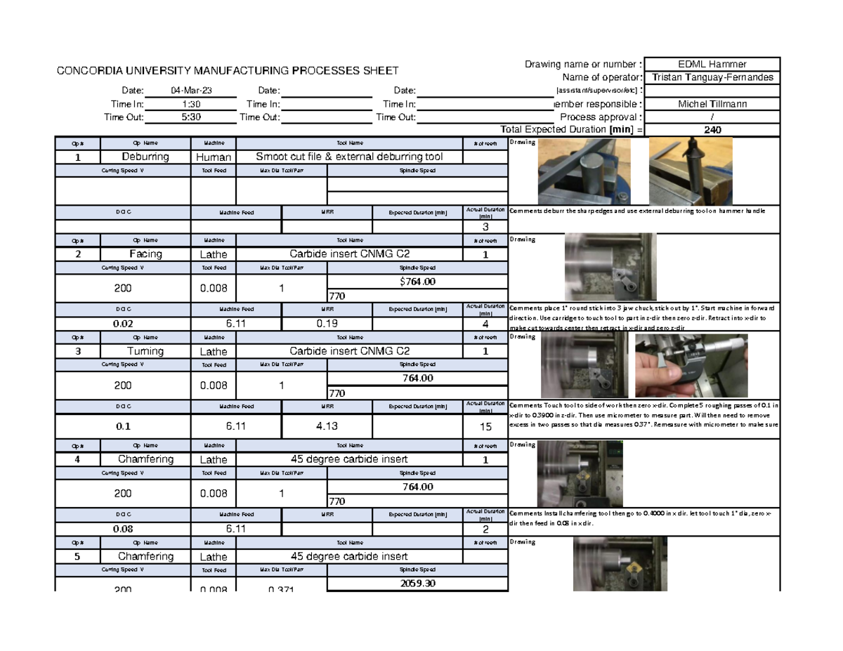 Lab Assignment 2 - Drawing name or number : Name of operator: Date ...