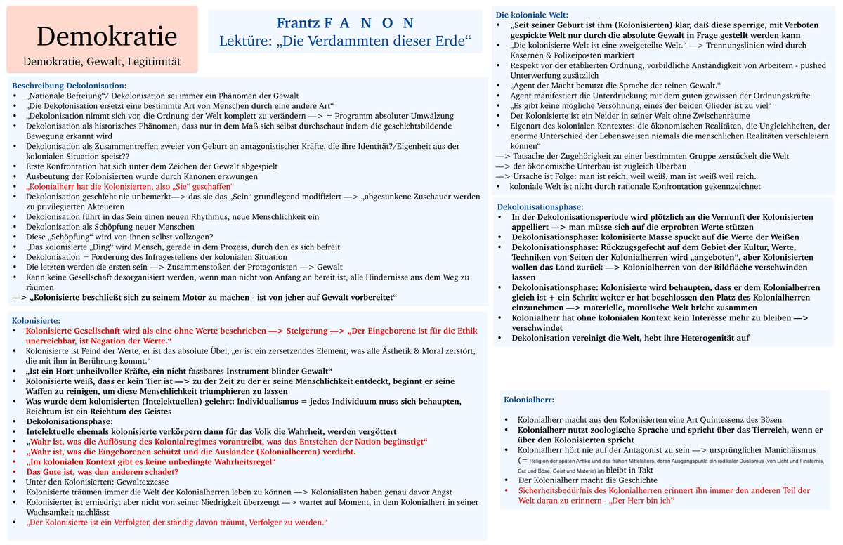 Zusammenfassung Proseminar Text - Frantz Fanon - Demokratie Demokratie ...