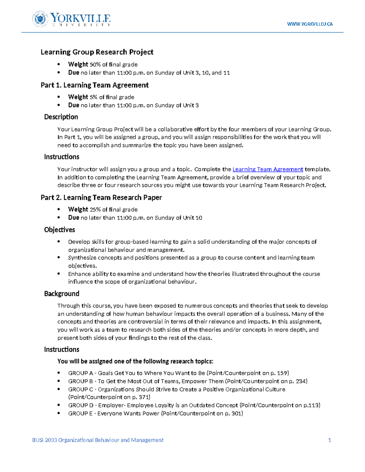 Learning Team Research Project ON (3) - Learning Group Research Project ...