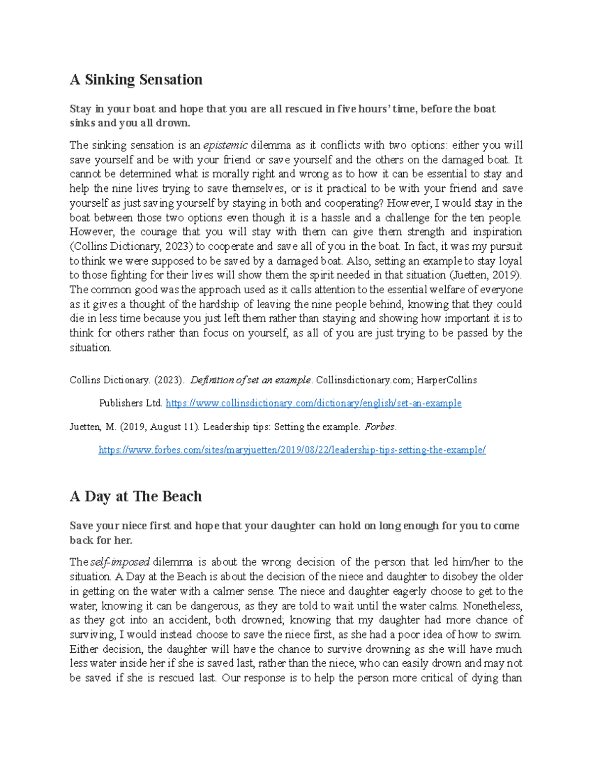 Module 2 - ETHICS - A Sinking Sensation Stay in your boat and hope that ...