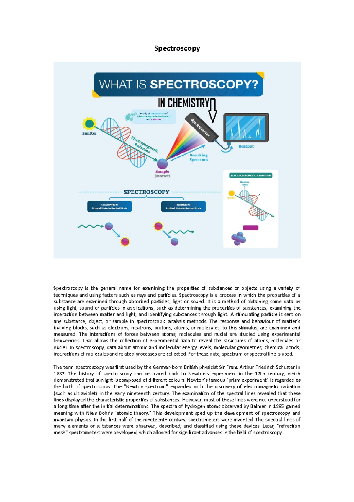 Spectroscopy - Spectroscopy Spectroscopy is the general name for ...