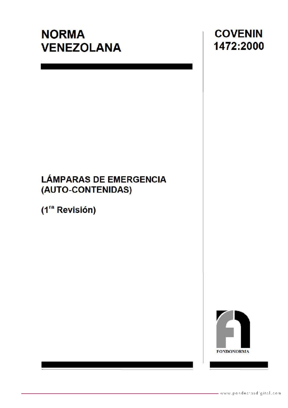 Covenin 1472-2000 ´´ Lamparas DE Emergencia´´ - NORMA VENEZOLANA ...