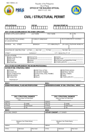 Demolition Permit - Republic of the Philippines City of Pasig OFFICE OF THE BUILDING OFFICIAL ...