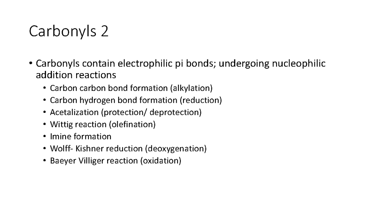 Carbonyls tutoring notes - CHM2120 - uOttawa - Studocu