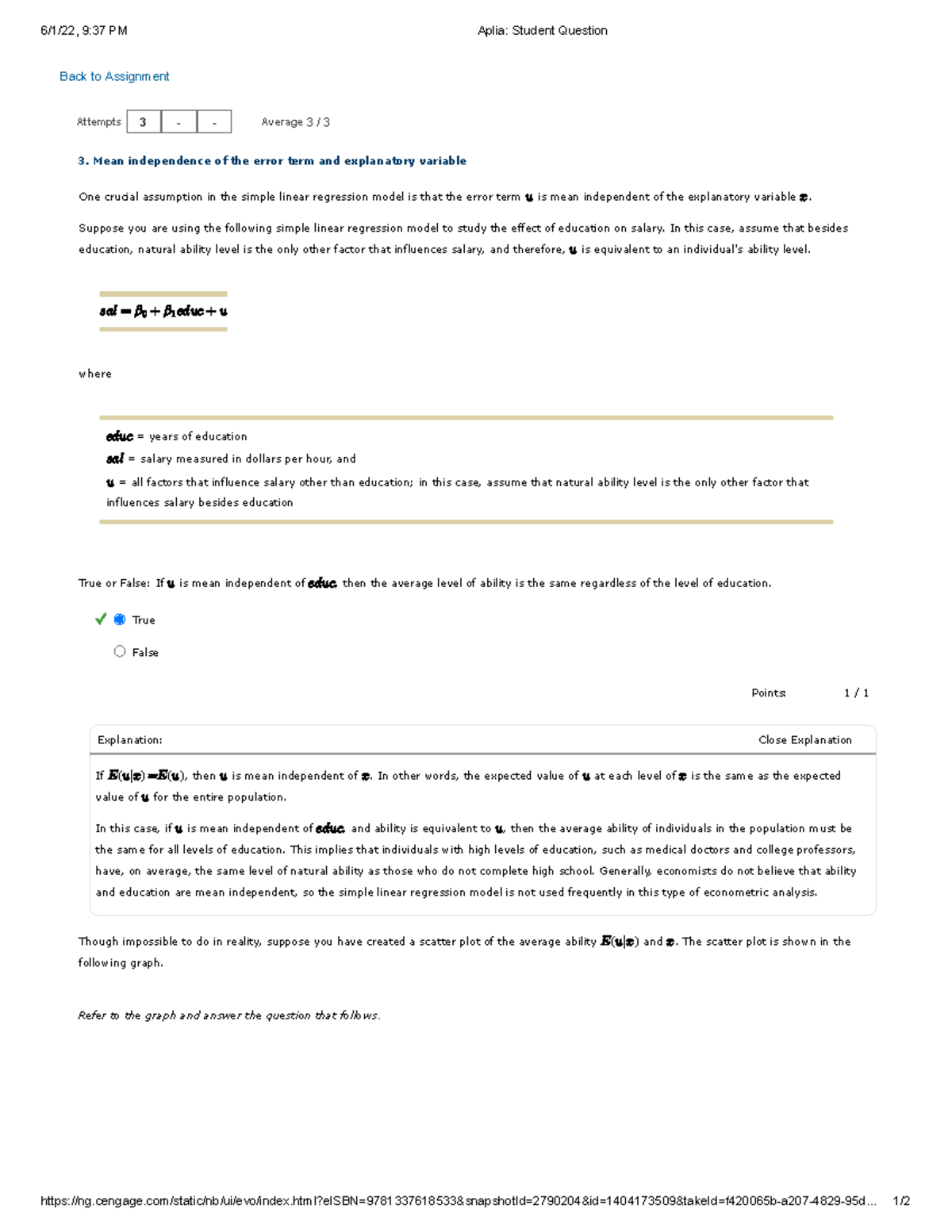 Mindtap assignment - chapter 1 to 7 - 6/1/22, 9:37 PM Aplia: Student ...