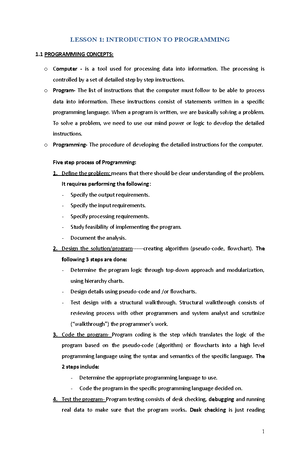 Introduction to Computing - Instructional Material For COMP 20013 Introduction to Computing ...