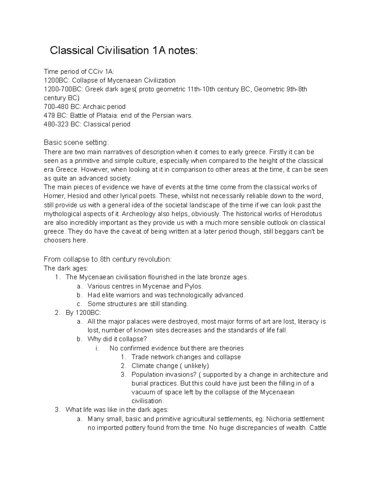 Classical Civilisation 1A notes - 480-323 BC: Classical period Basic ...