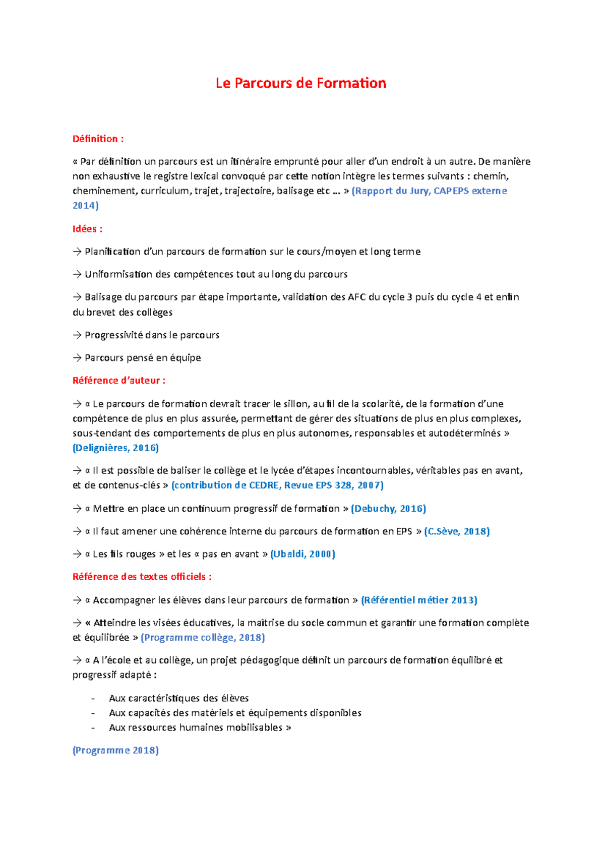 Le Parcours de Formation - Le Parcours de Formation Définition : « Par ...