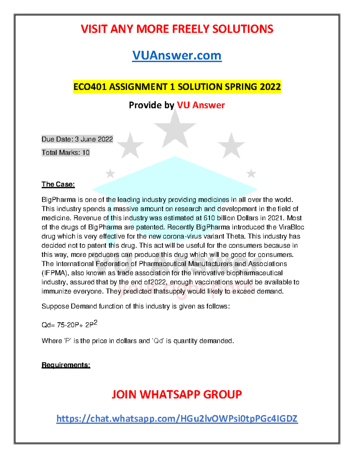 ECO401 Assignment 1 Solution Spring 2022 - VUAnswer JOIN WHATSAPP GROUP ECO401 ASSIGNMENT 1 ...