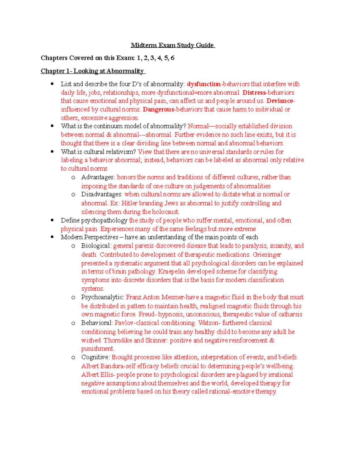 Midterm Exam study guide - Midterm Exam Study Guide Chapters Covered on ...