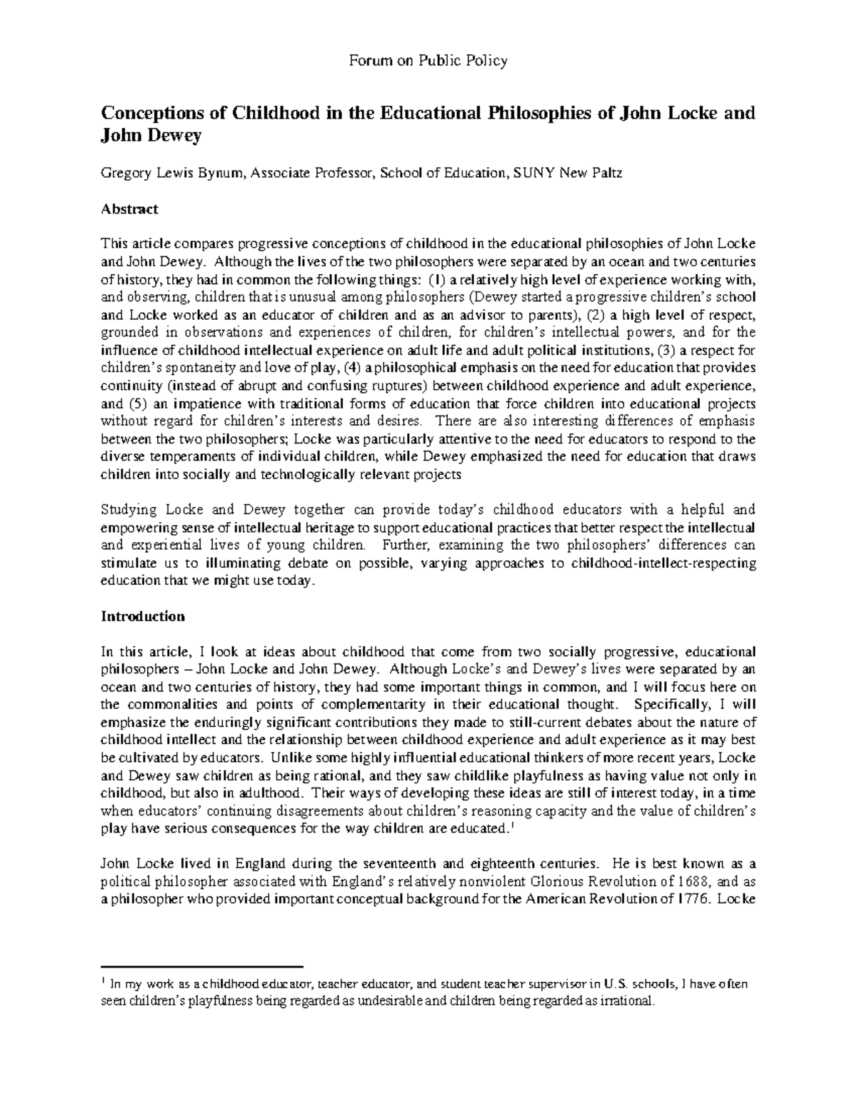 Johnlocke - Conceptions of Childhood in the Educational Philosophies of ...