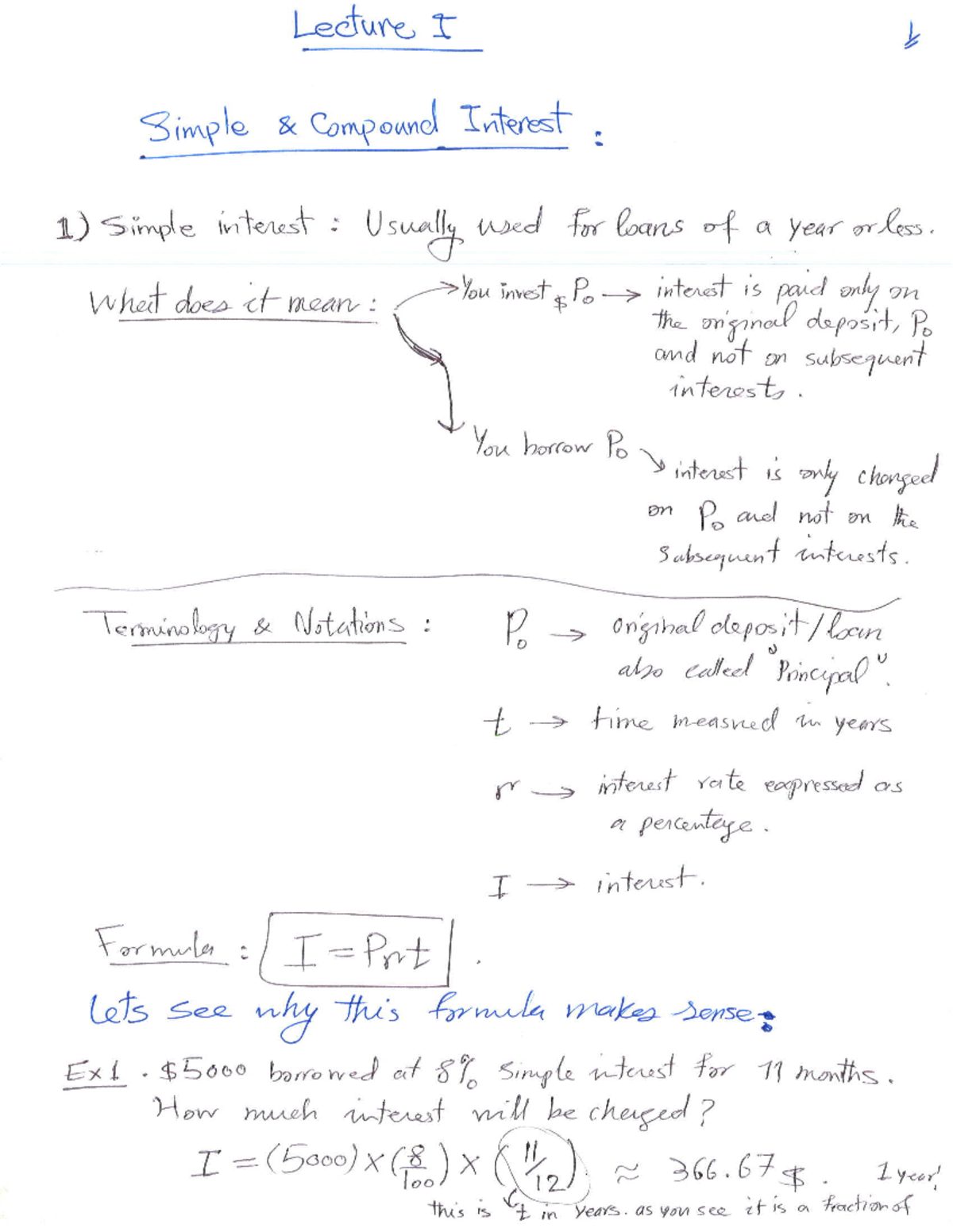 Finite Lecture 1 Lecture T Simoele Compound Taterest 1 Simple Wteresh Usually Ded For