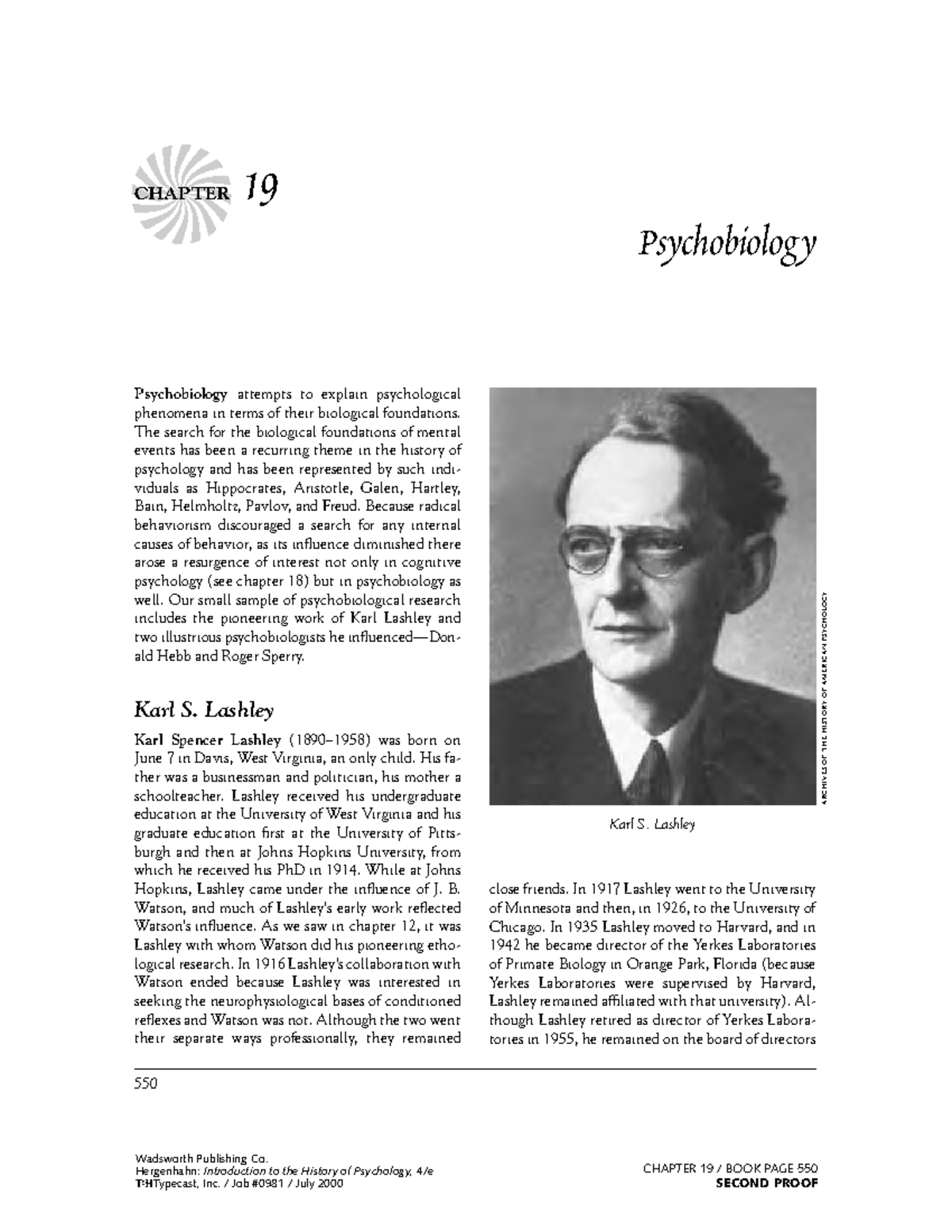 Chapter 19. Introduction to the History of Psychology - — Psychobiology ...