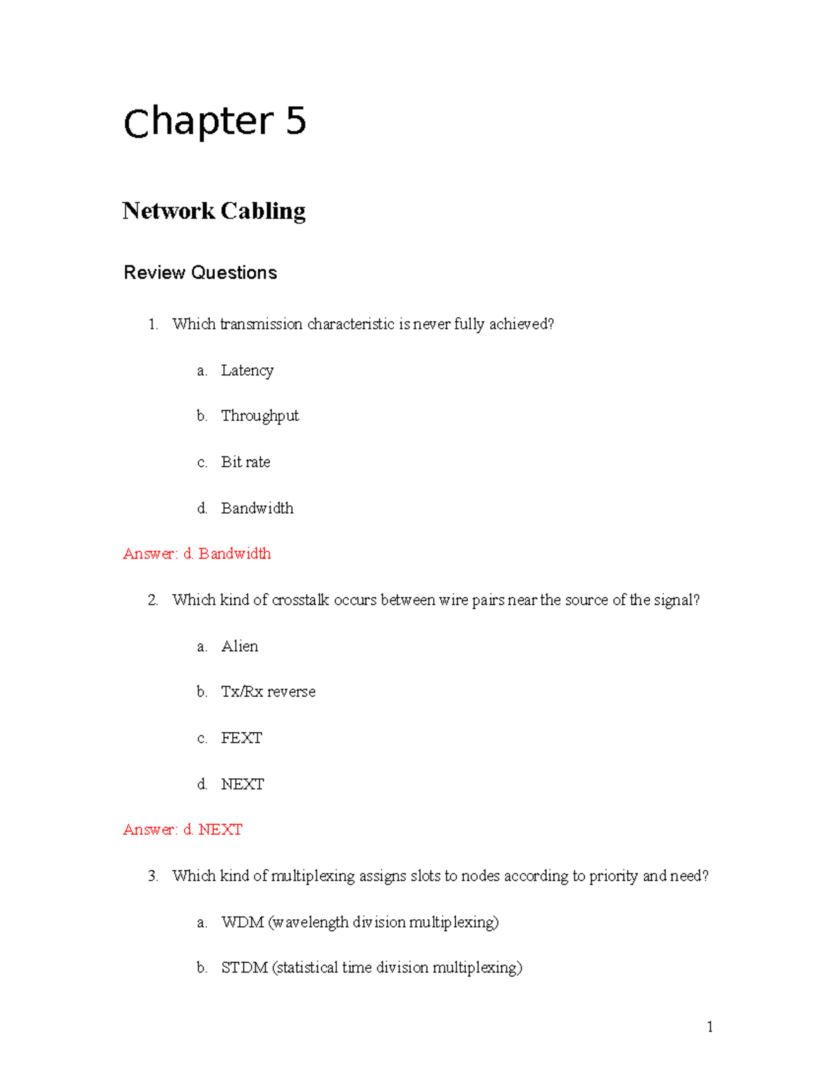 ITM301 SAMPLE QUESTIONS - Chapter 5 Network Cabling Review Questions Which transmission - Studocu
