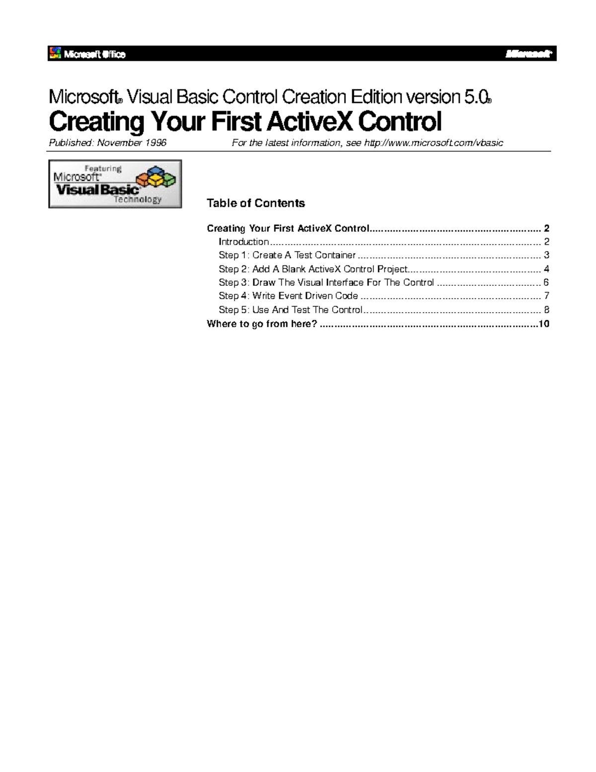 Tutorial - Handwritten notes - Microsoft® Visual Basic Control Creation ...