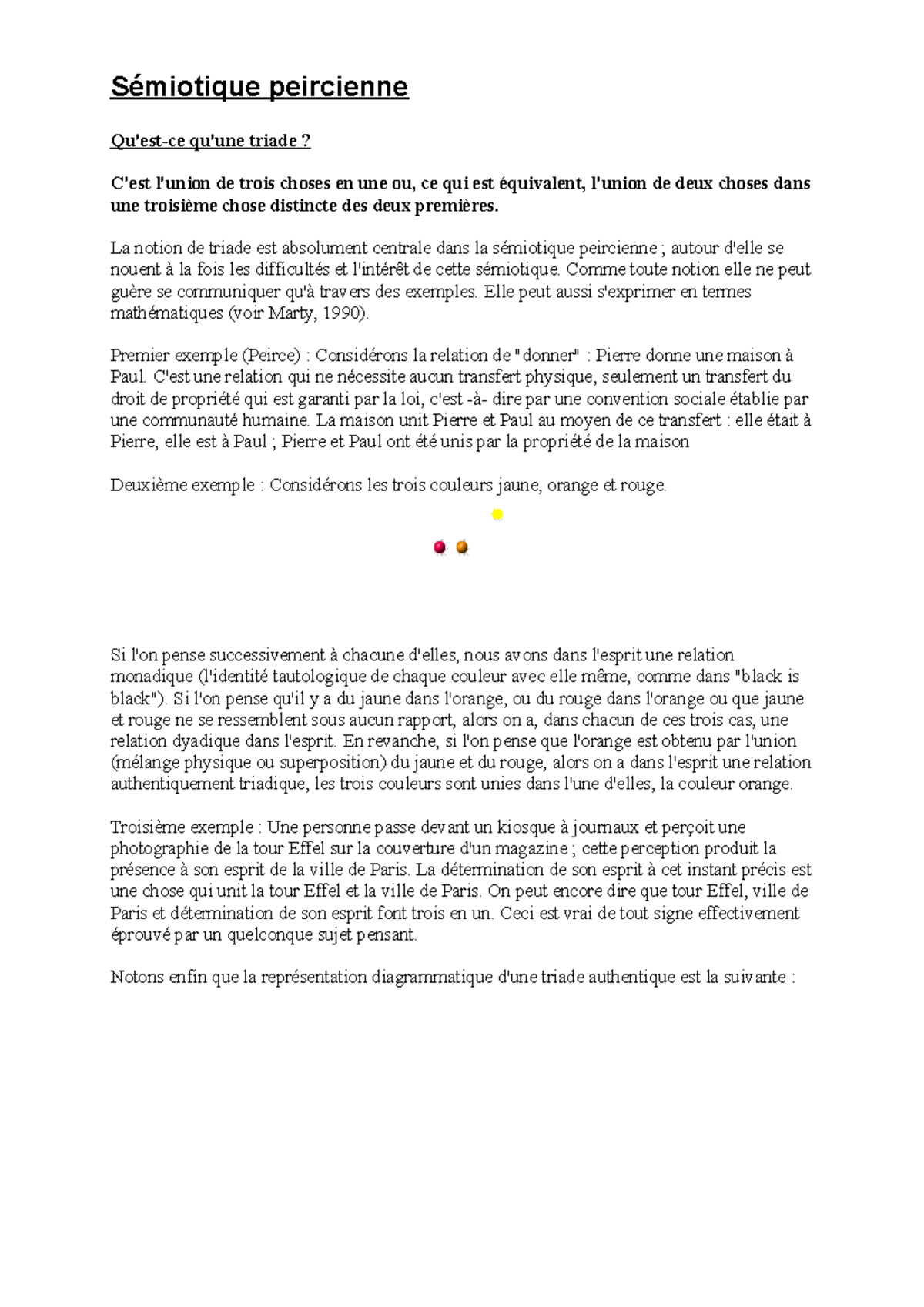 Semiotique peircienne - Sémiotique peircienne Qu'est-ce qu'une triade ...