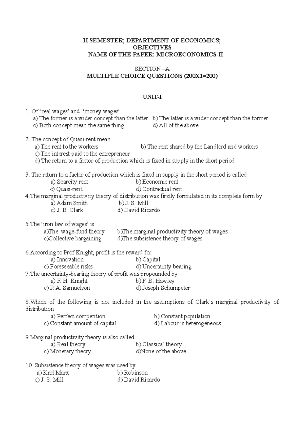 Pages 176 eco paper ii - II SEMESTER; DEPARTMENT OF ECONOMICS ...
