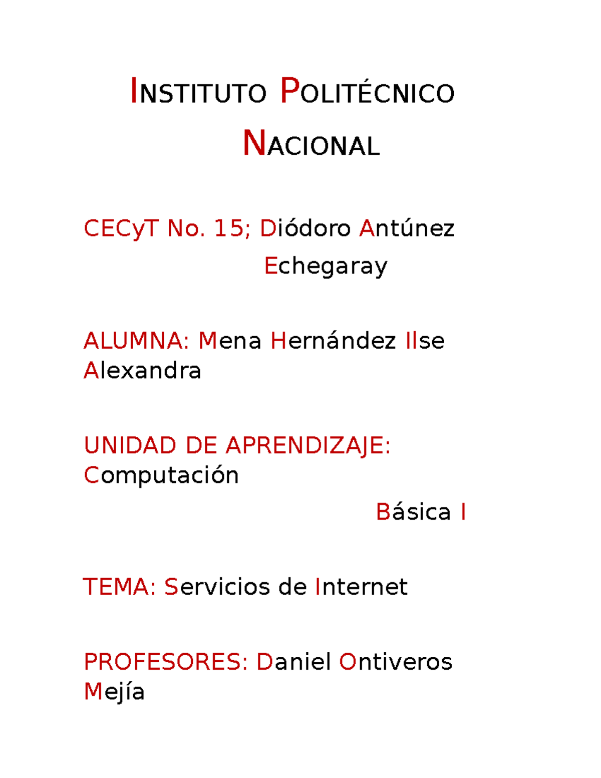 Instituto Politécnico Nacional cecyt 15 centro de estudios cientificos ...