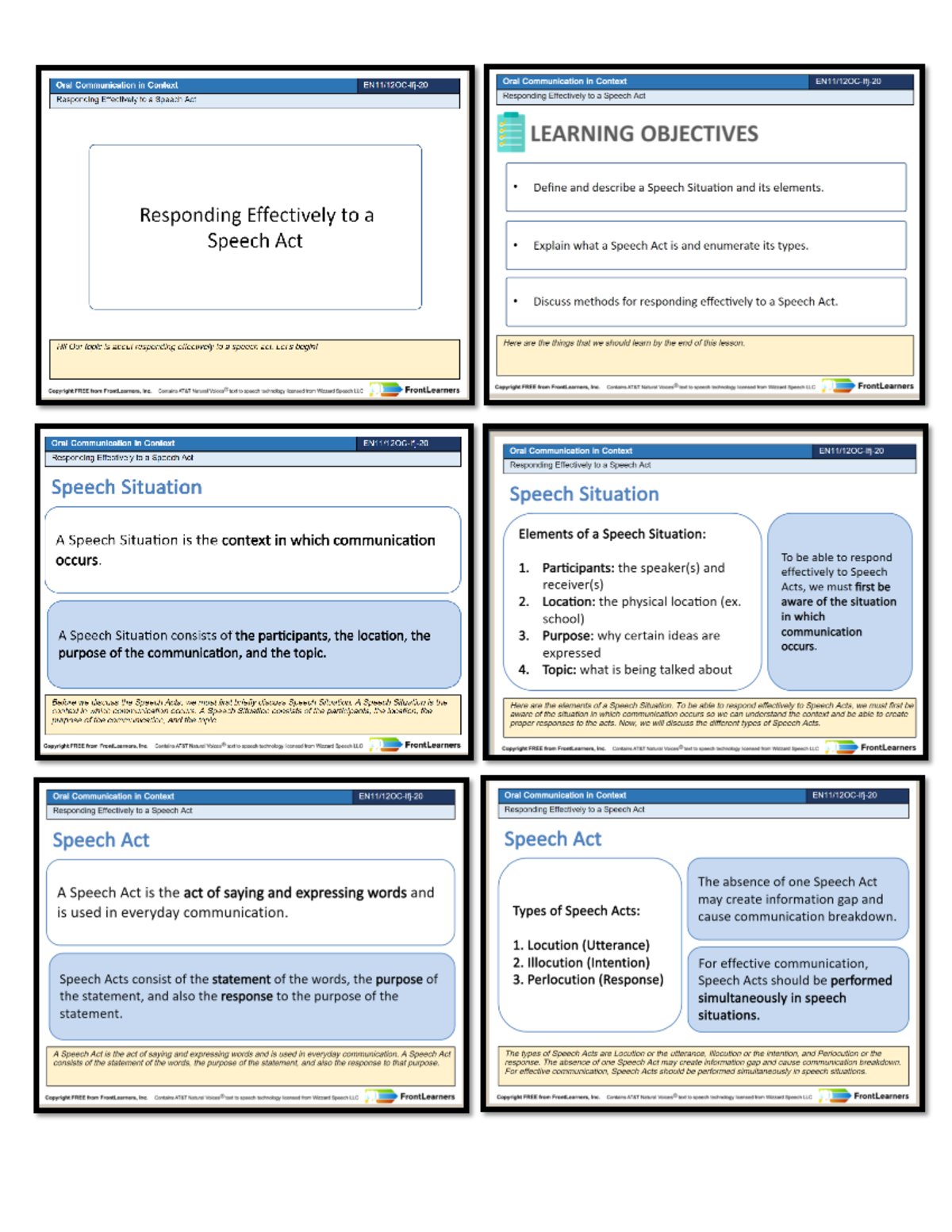 Responding Effectively to a Speech Act - Senior High School - Prepared ...