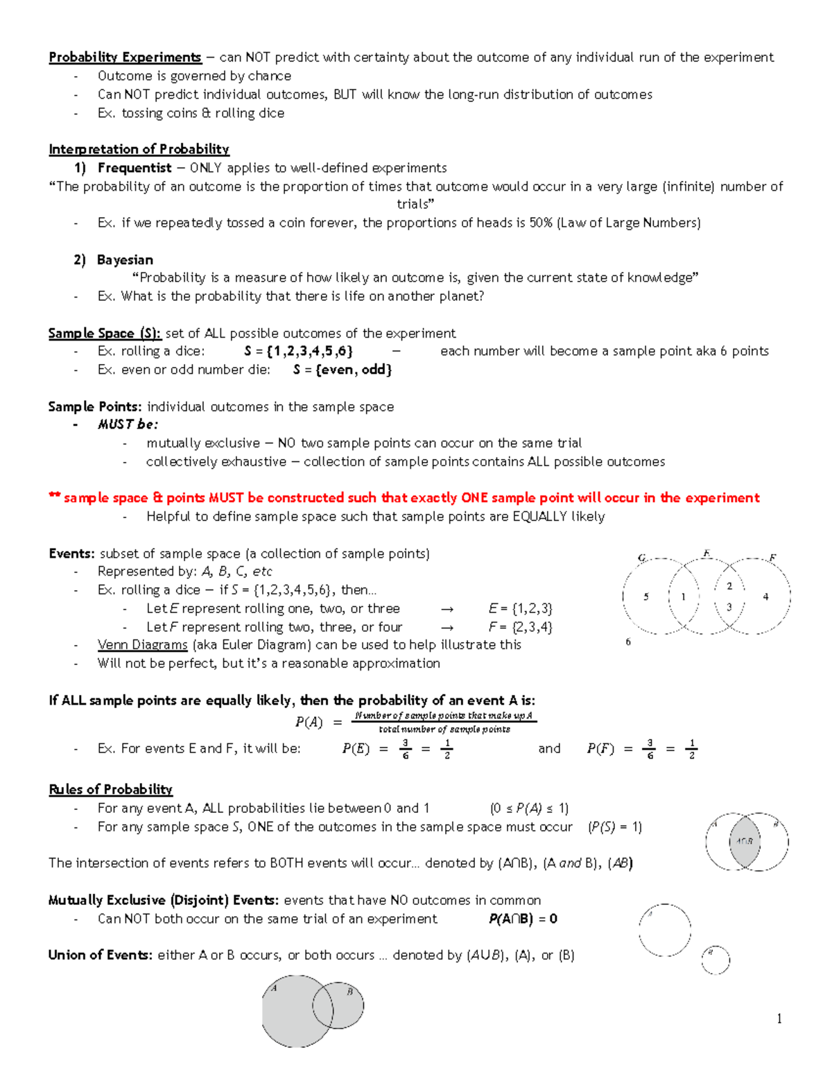 Chapter 4 Probability: (Textbook) - Probability Experiments — can NOT ...