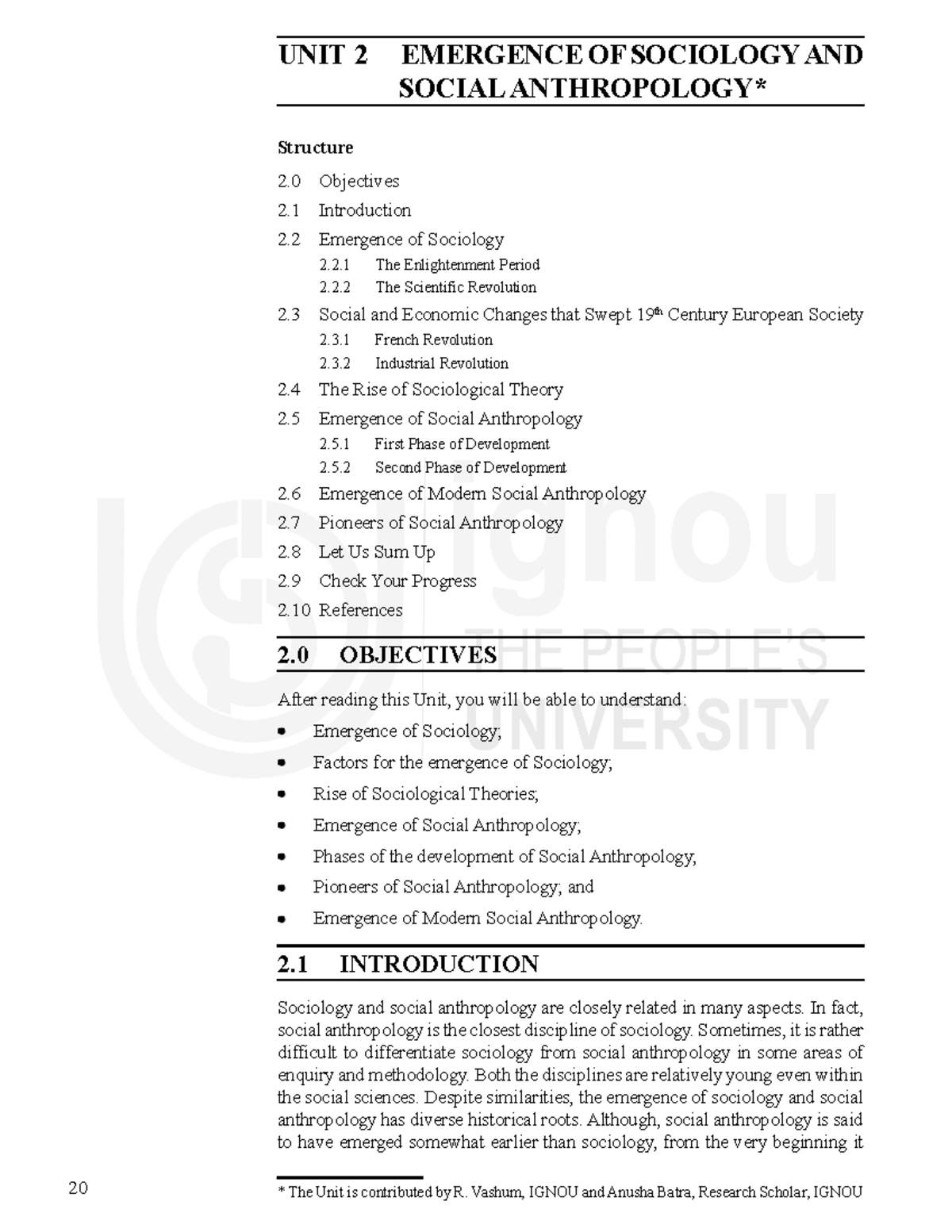 Unit2 - IGNOU Materials Sociology - 20 Sociology: Discipline and ...