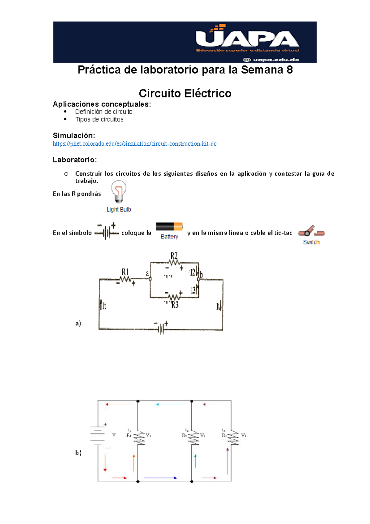 Práctica 8 de la laboratorio Fisica General - Práctica de laboratorio para la Semana 8 Circuito ...