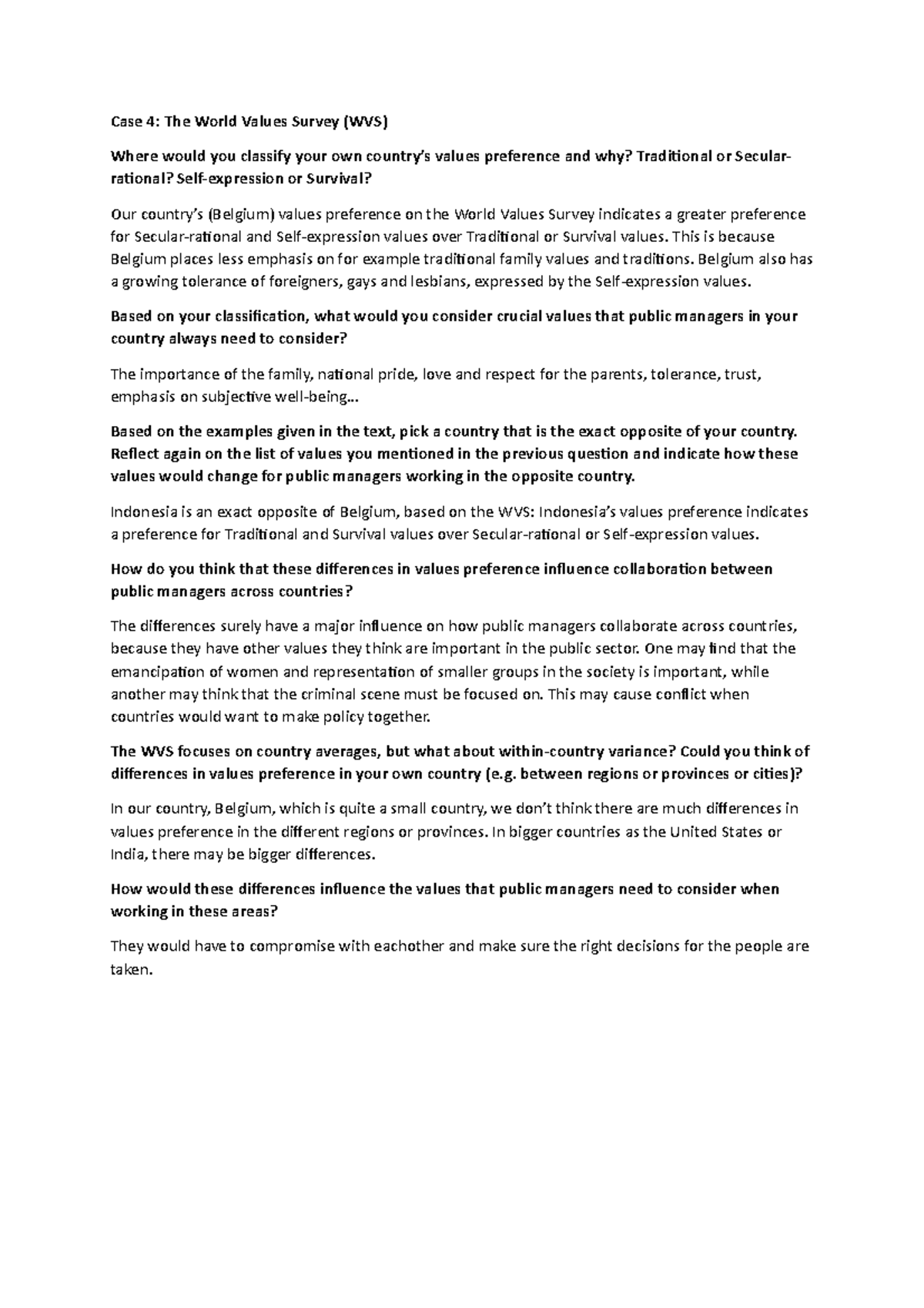 Case 4- World Values Survey- bpm public management - Case 4: The World ...