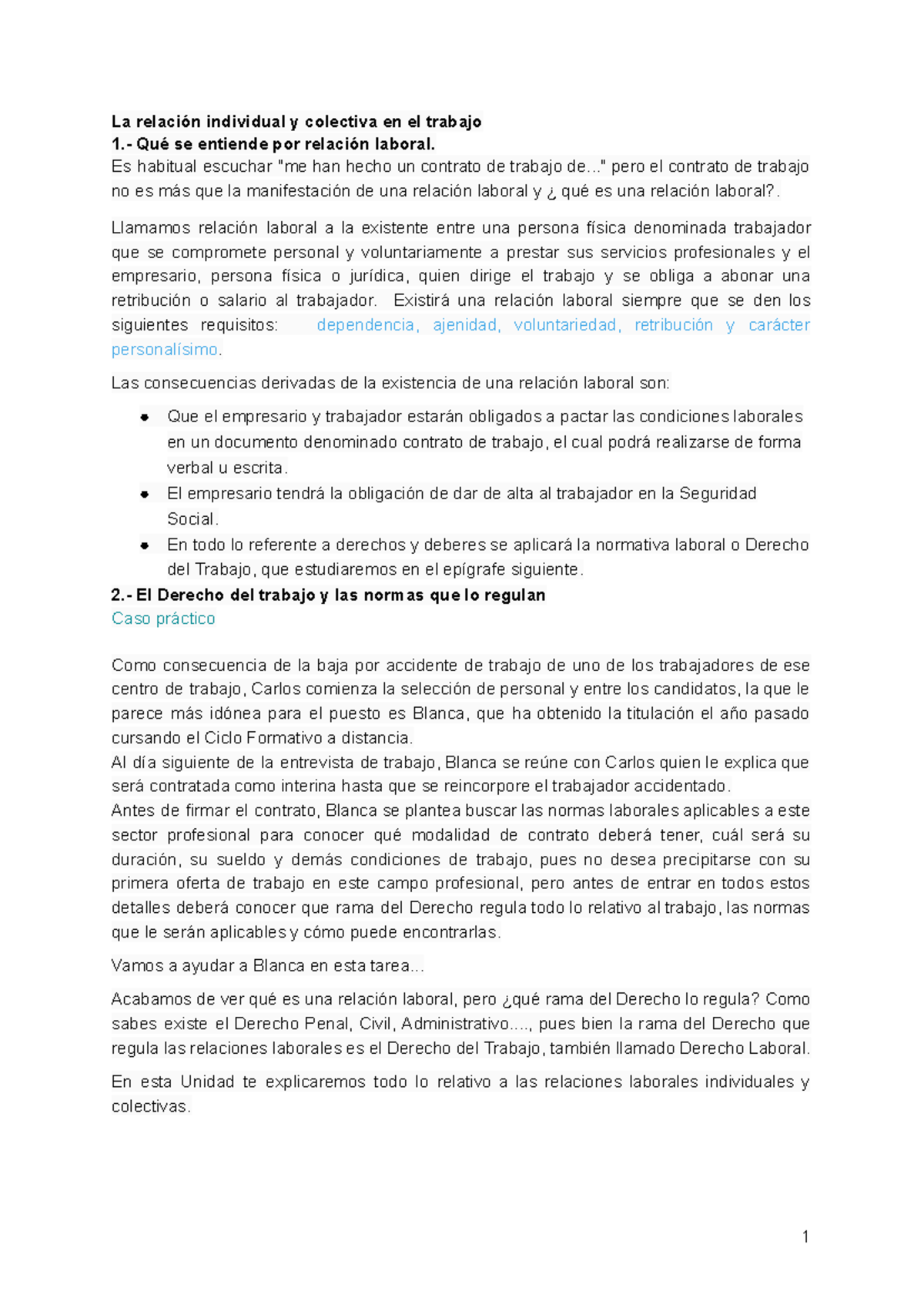 FOL TEMA 3 - La relación individual y colectiva en el trabajo 1.- Qué se entiende por relación ...