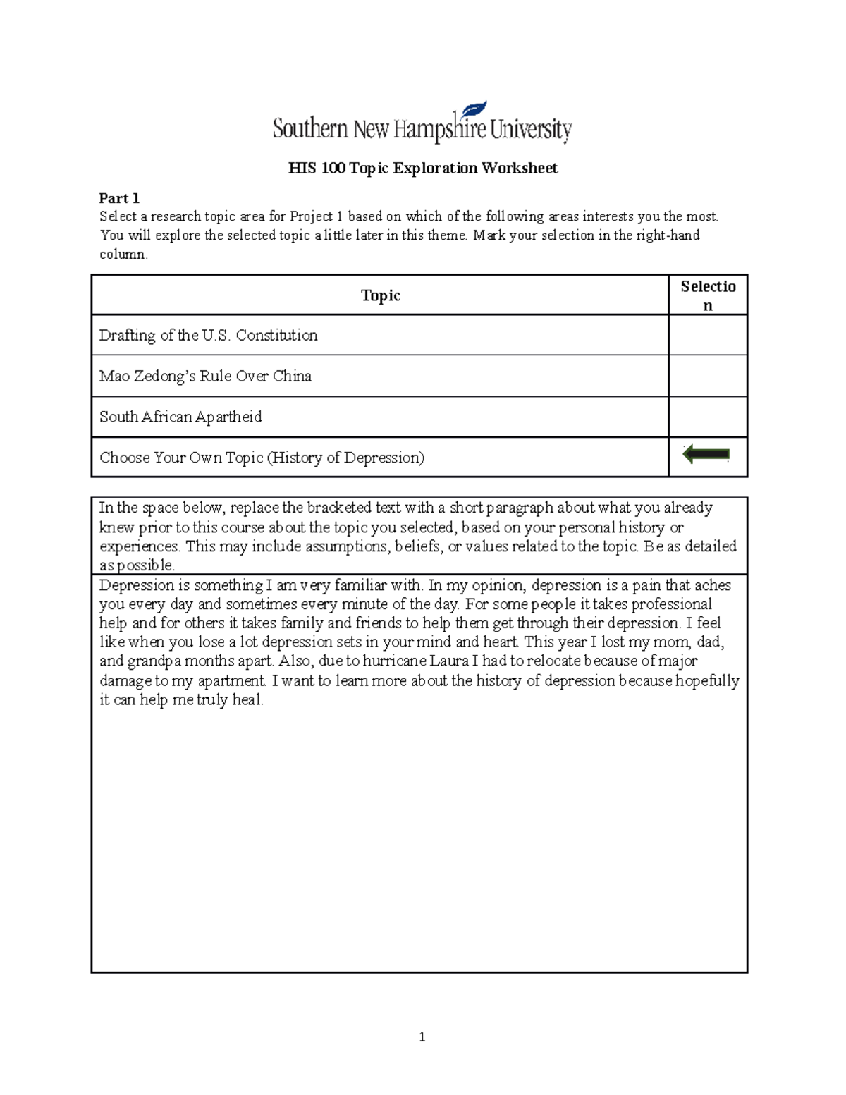 HIS 100 Topic Exploration Worksheet - HIS 100 Topic Exploration ...