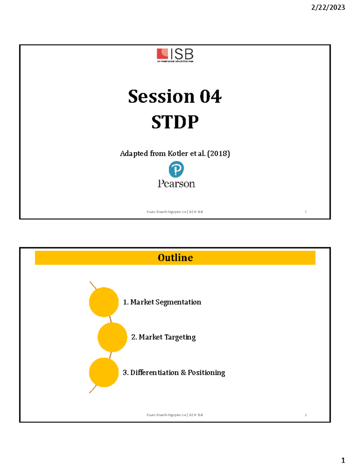 04 STDP E - slide w4 - Session 04 STDP Adapted from Kotler et al. (2018) Xuan-Doanh Nguyen-Le ...