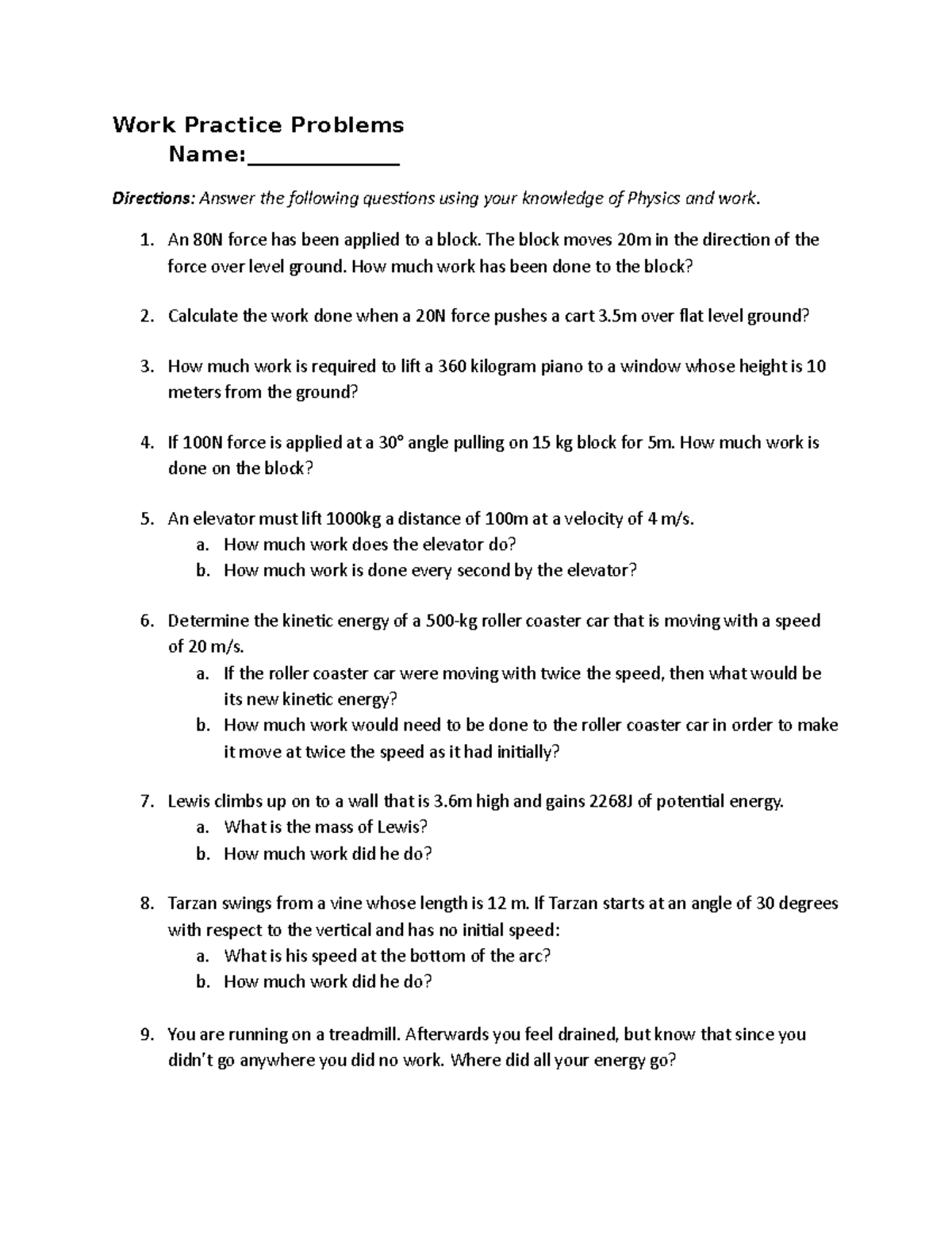 03a - Work Practice Problems - Work Practice Problems Name ...