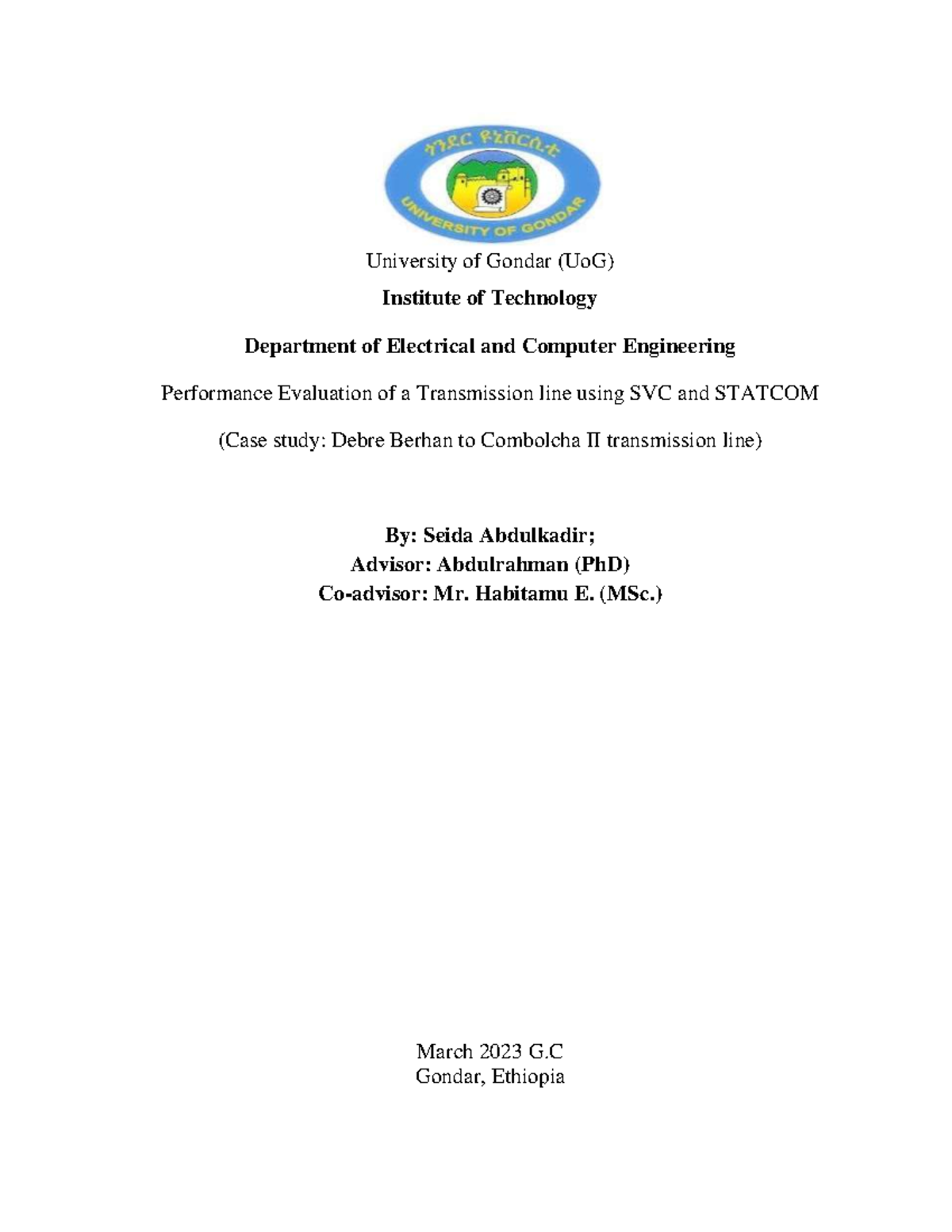 Statcom and svc - University of Gondar (UoG) Institute of Technology ...