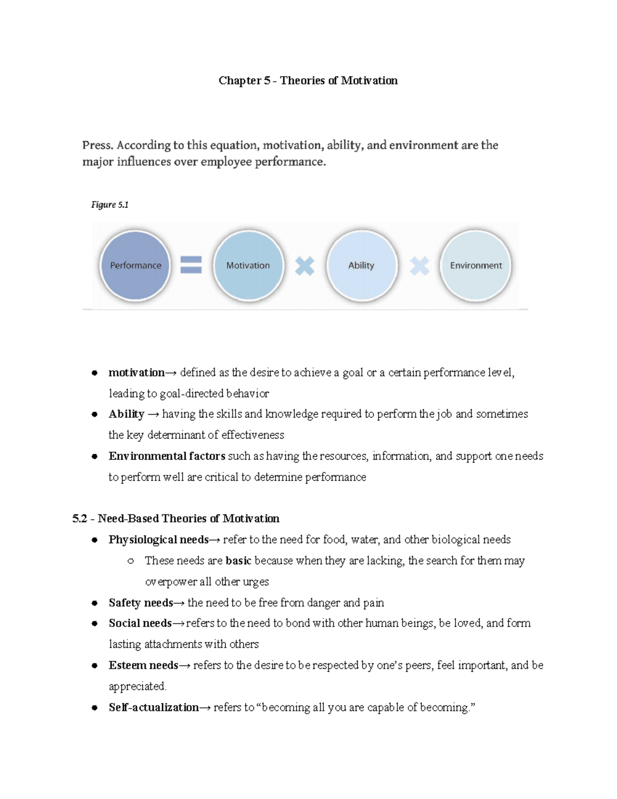 MGMT 201 Intro to OB Chapter 6 and 7 - Chapter 5 - Theories of ...