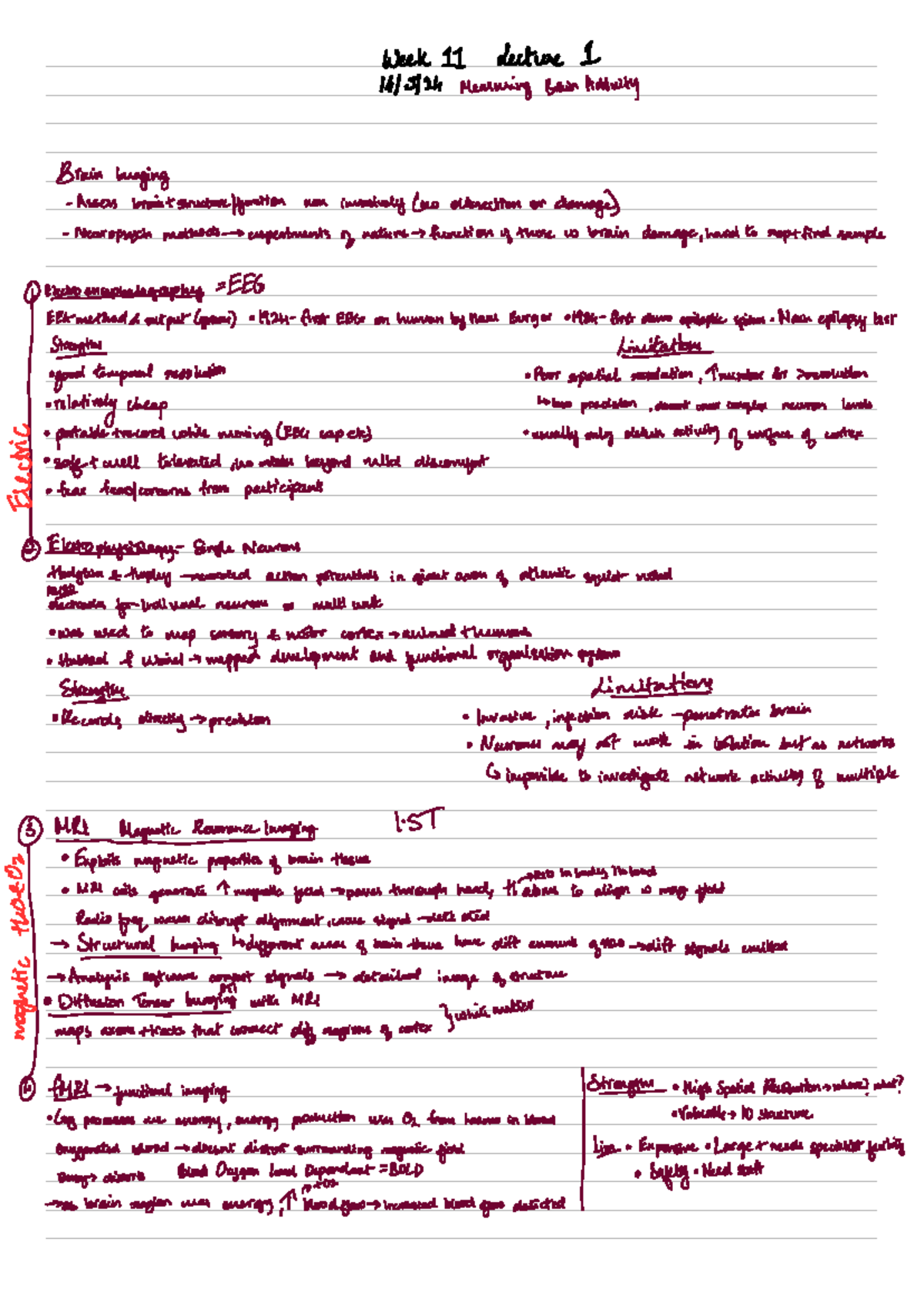 Week 11 lecture 1 14-5-24 - Week 11 Lecture 1 Measuring Brown Activity Brain Imaging braint ...