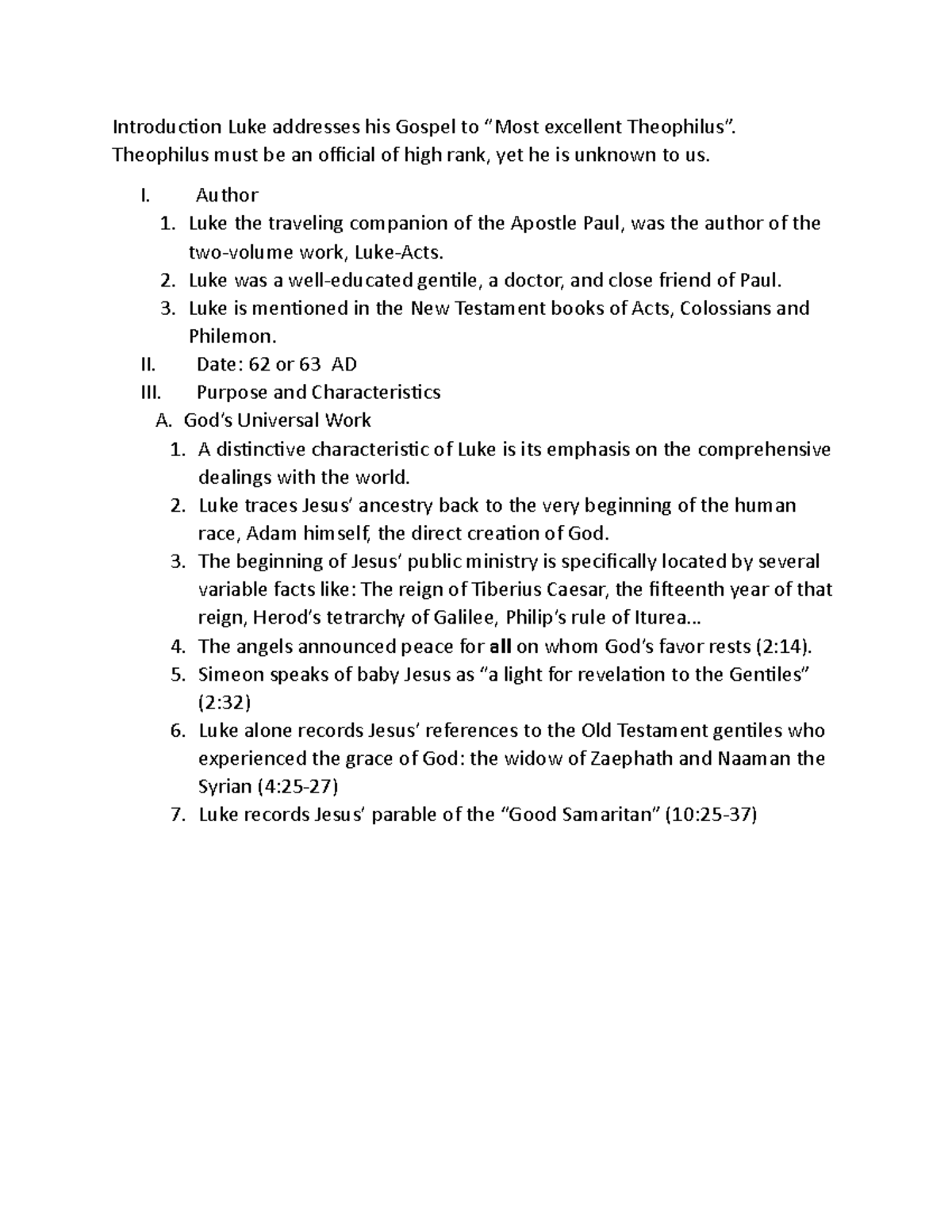 N.T. 6 - New Testament Lecture Notes, Chapter 5. - Introduction Luke ...