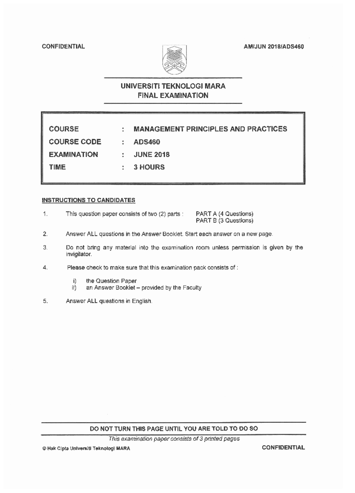 ADS460 - Management Principles and Practices - Studocu