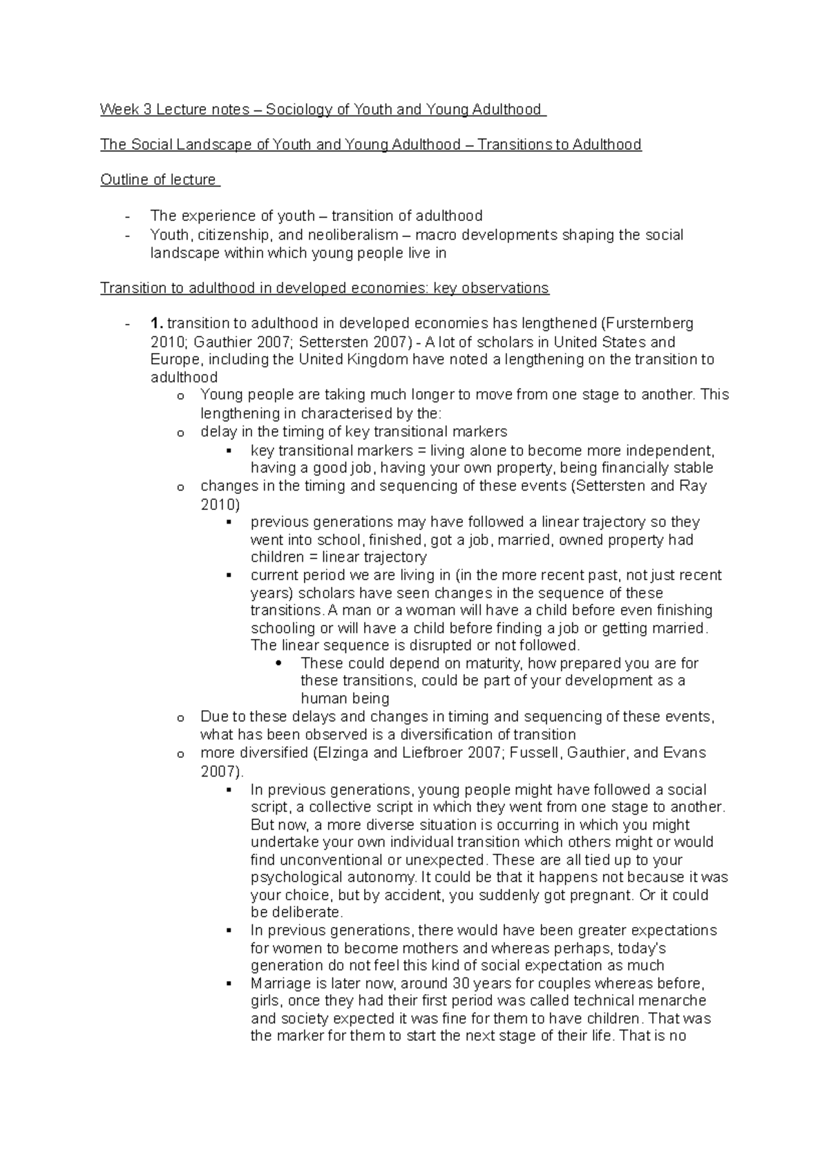 Week 3 Lecture notes - SOY - Week 3 Lecture notes – Sociology of Youth ...