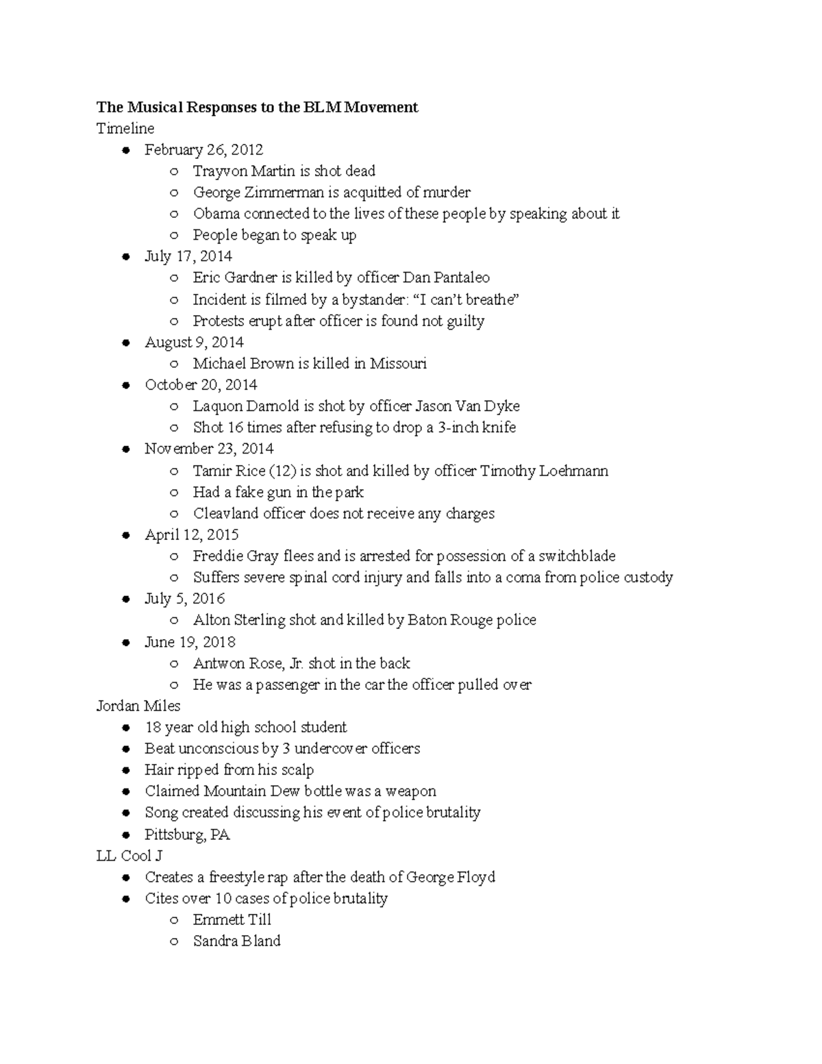 The Musical Responses to the BLM Movement - The Musical Responses to ...