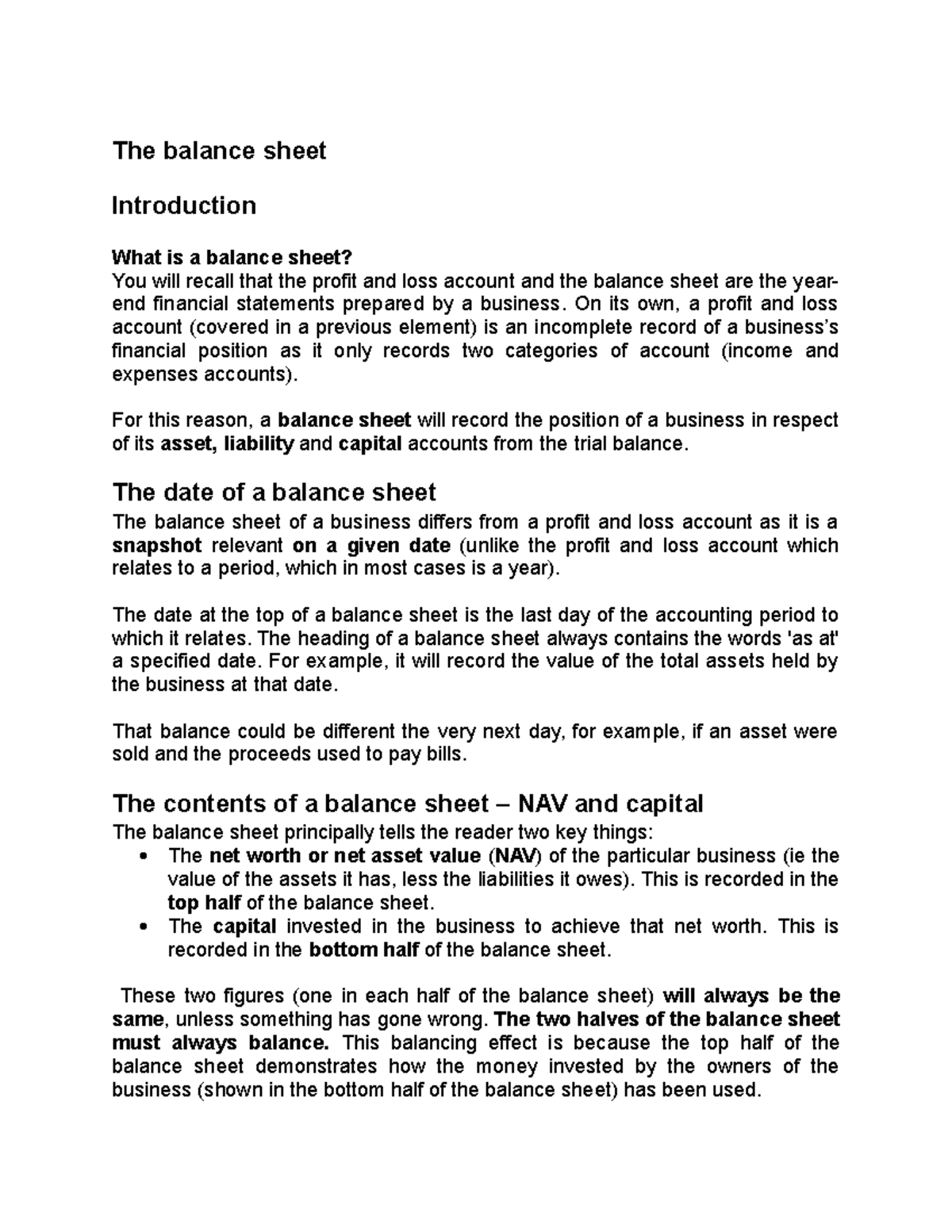 The Balance Sheet On Its Own A Profit And Loss Account covered In A the-balance-sheet-on-its-own-a-profit-and-loss-account-covered-in-a