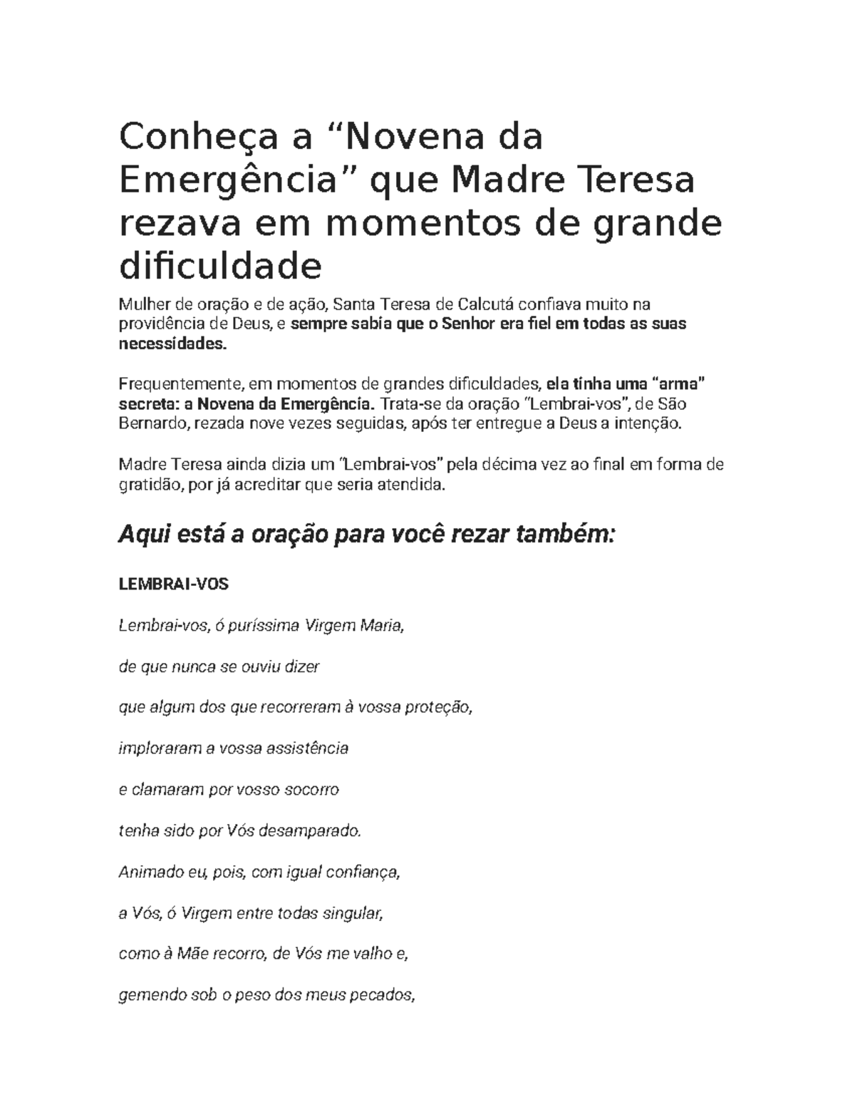 Oração- (novena) para emergencia - Conheça a “Novena da Emergência” que ...