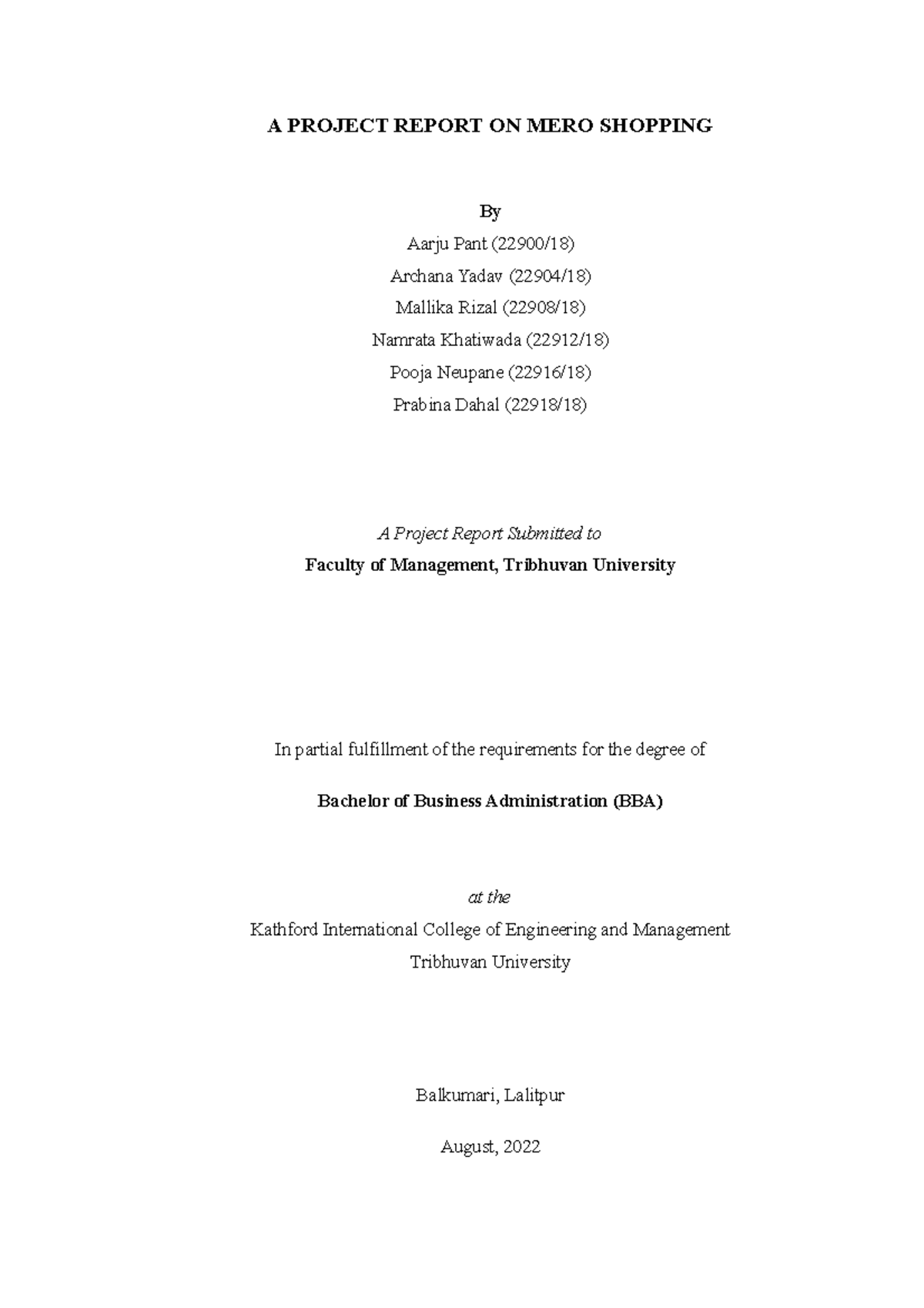 E-commerce group report - A PROJECT REPORT ON MERO SHOPPING By Aarju ...