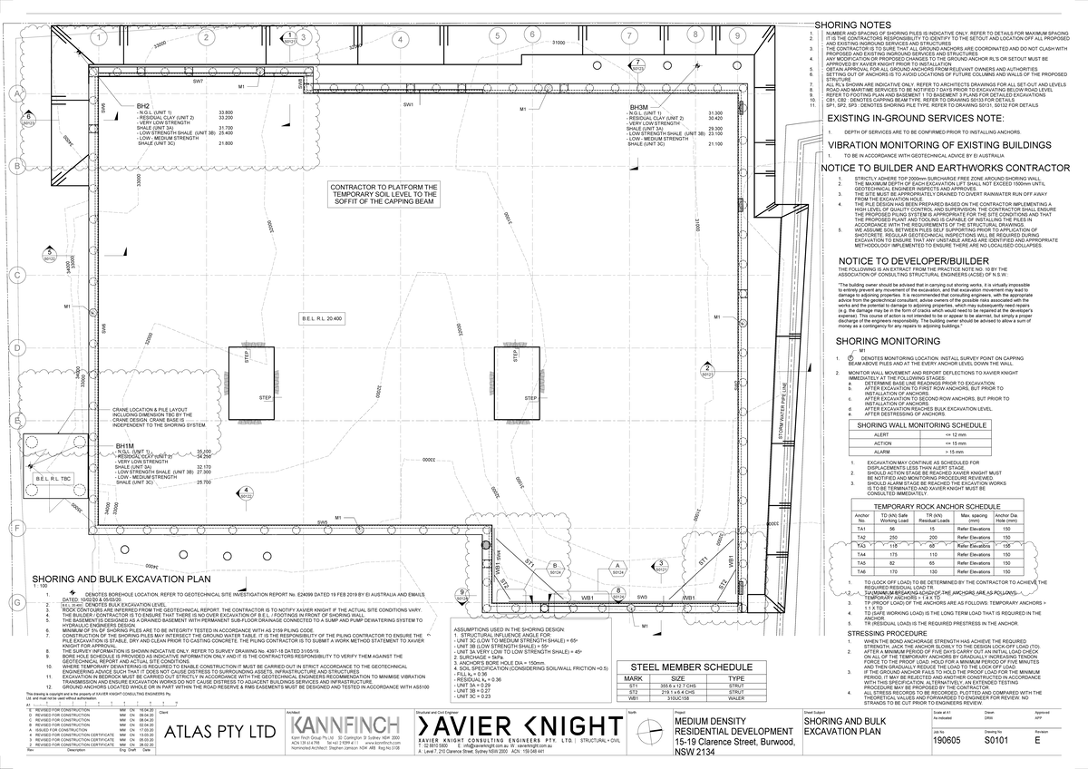 S0101 Shoring AND BULK Excavation PLAN For Construction E - 3 01 00 3 2 ...