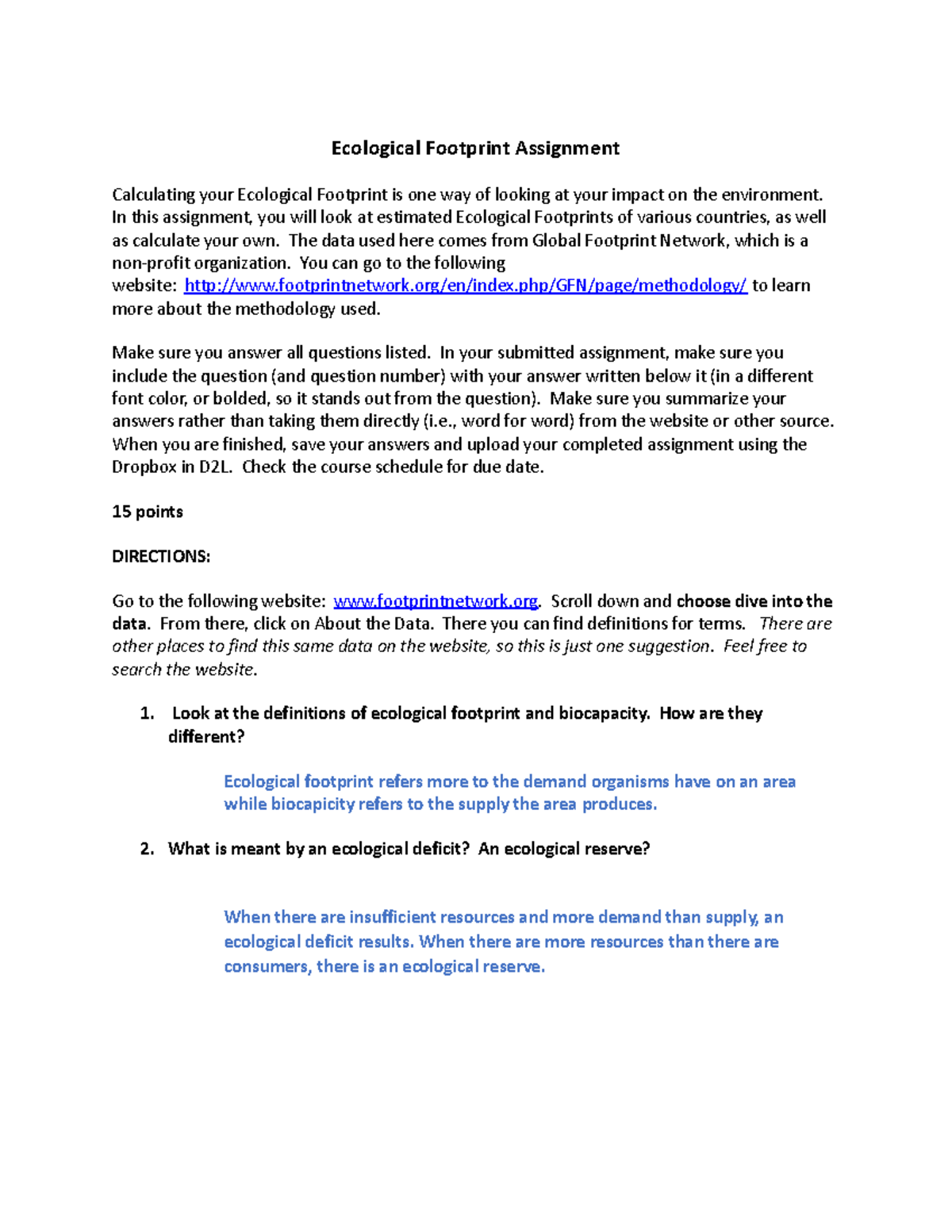 Ecological Footprint Assignment Marie Yang - Ecological Footprint ...