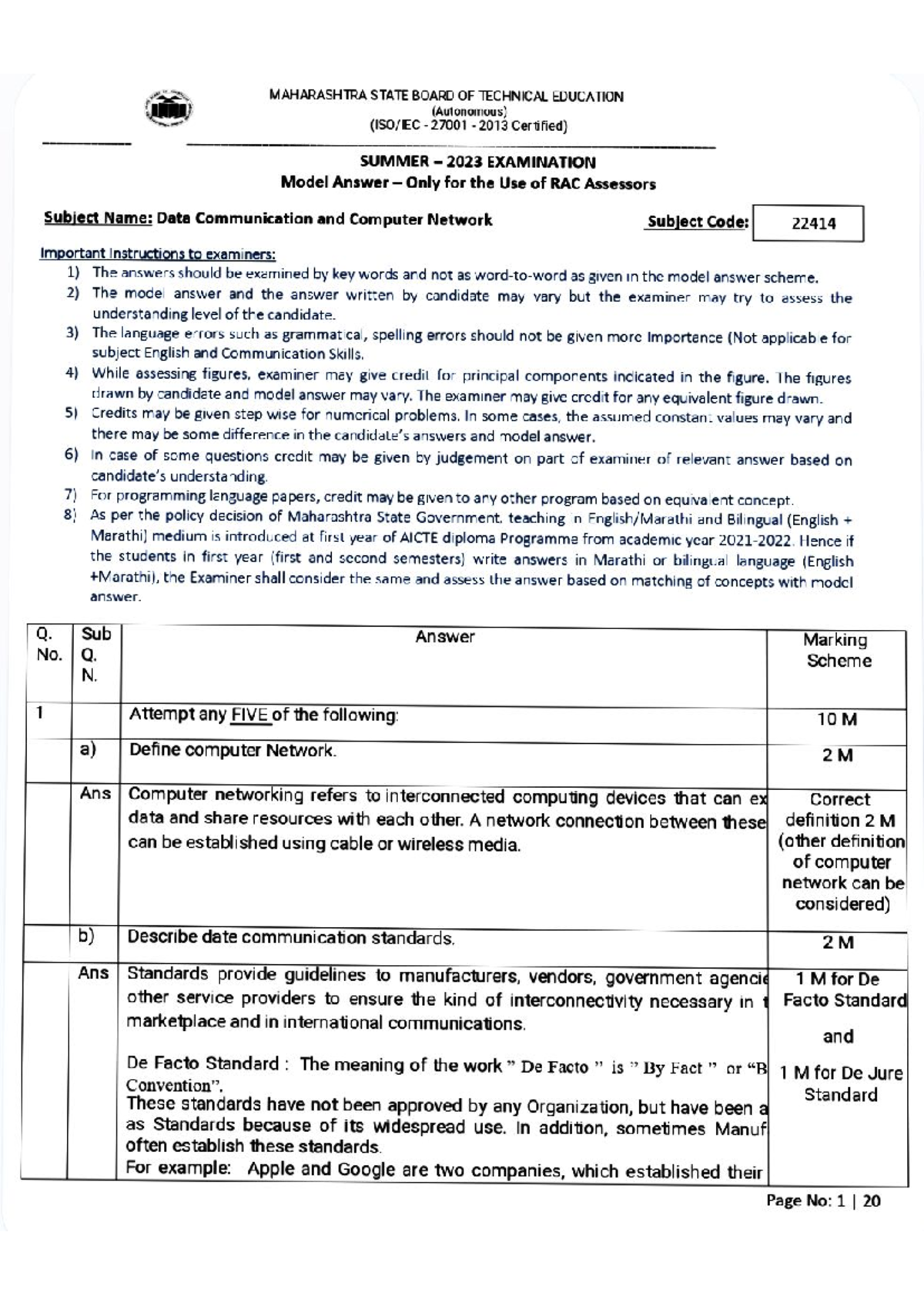 DCC s23 - Model Answer for DCC in MSBTE - Computer Science and Engineering - Studocu