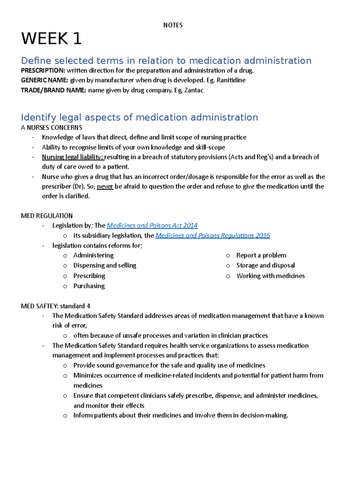 Med surg Notes - UND bachelor of nursing semester 3 Nursing care ...