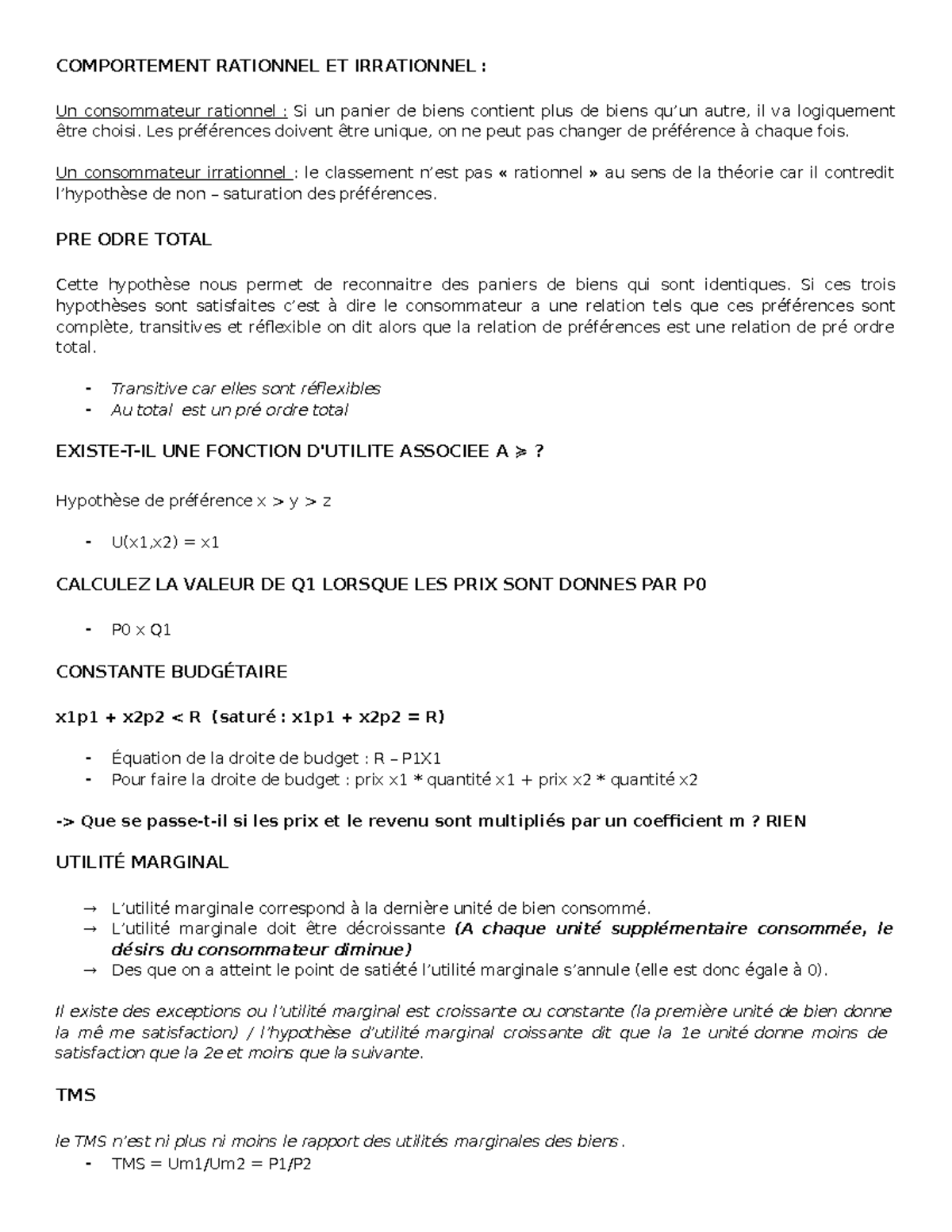 Révisions consommateur - COMPORTEMENT RATIONNEL ET IRRATIONNEL : Un ...