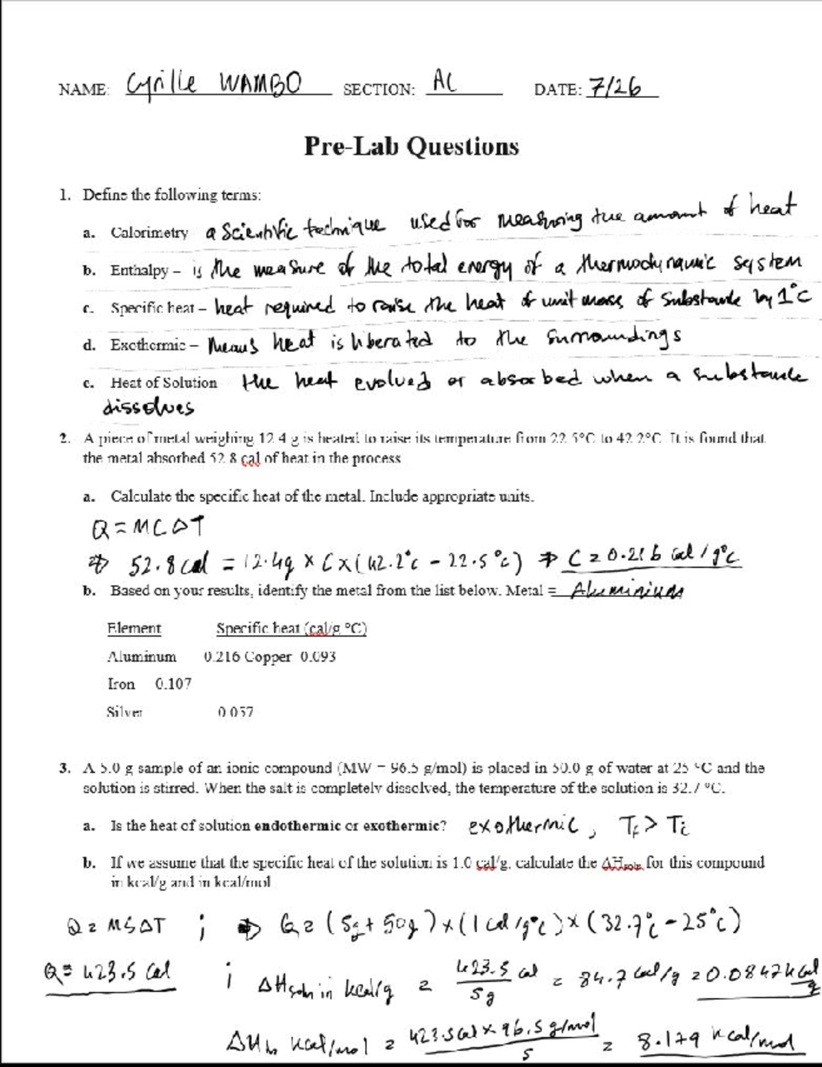 Lab 5 - chem lab - CHEM 201 - Studocu